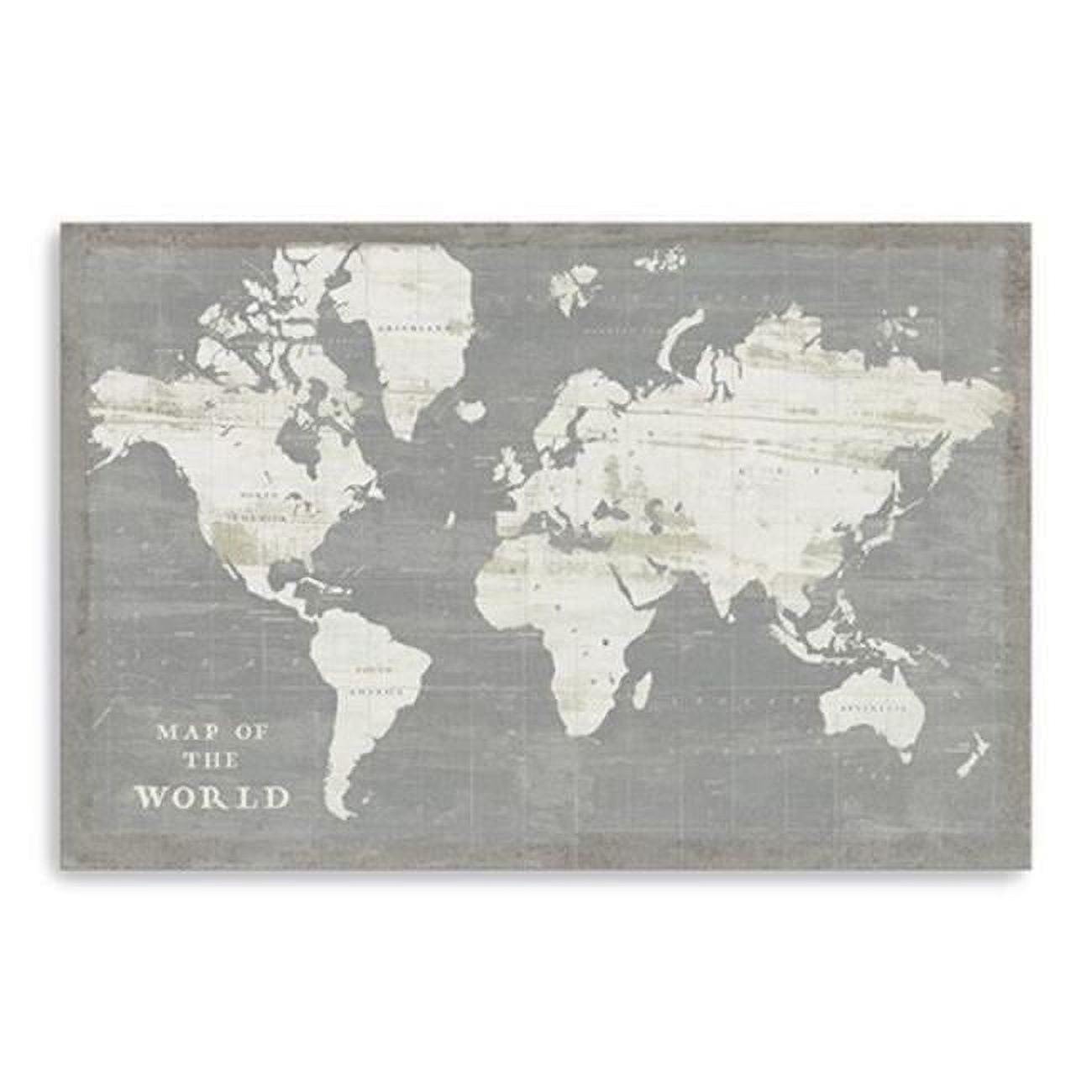 48 in. Minimalist World Map Canvas Wall Art, Gray - Walmart.com