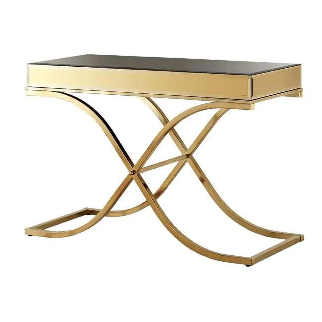 48 in. Mirrored Panels Crossed Frame & Gavin Sofa Console Table, Gold - Walmart.com