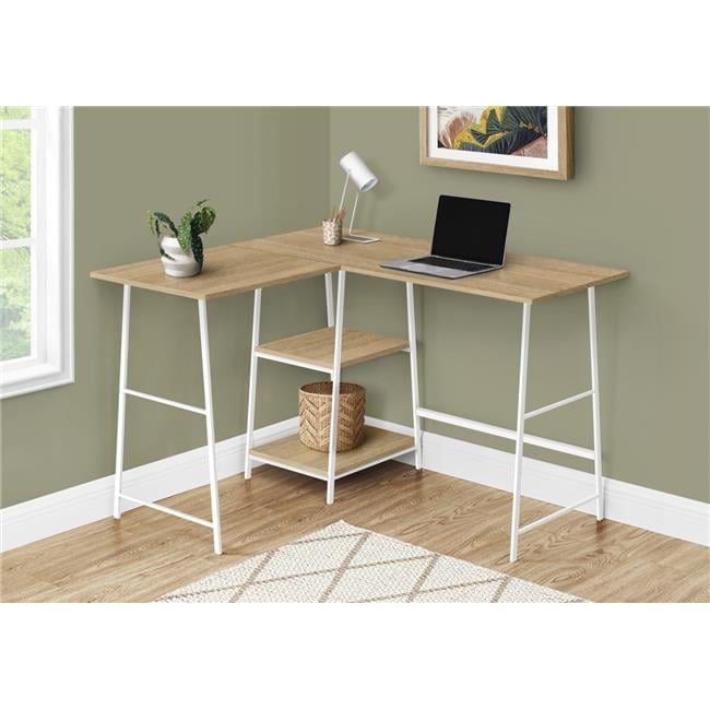 48 in. Natural Top & White Metal Corner Computer Desk - Walmart.com