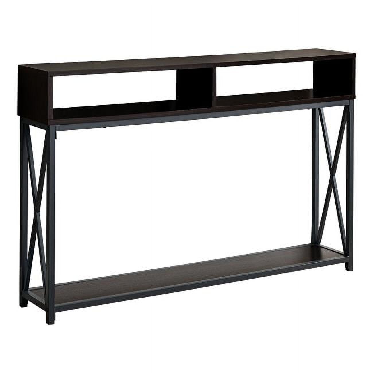48 in. Rectangular Metal Hall Console with 2 Shelves Accent Table ...