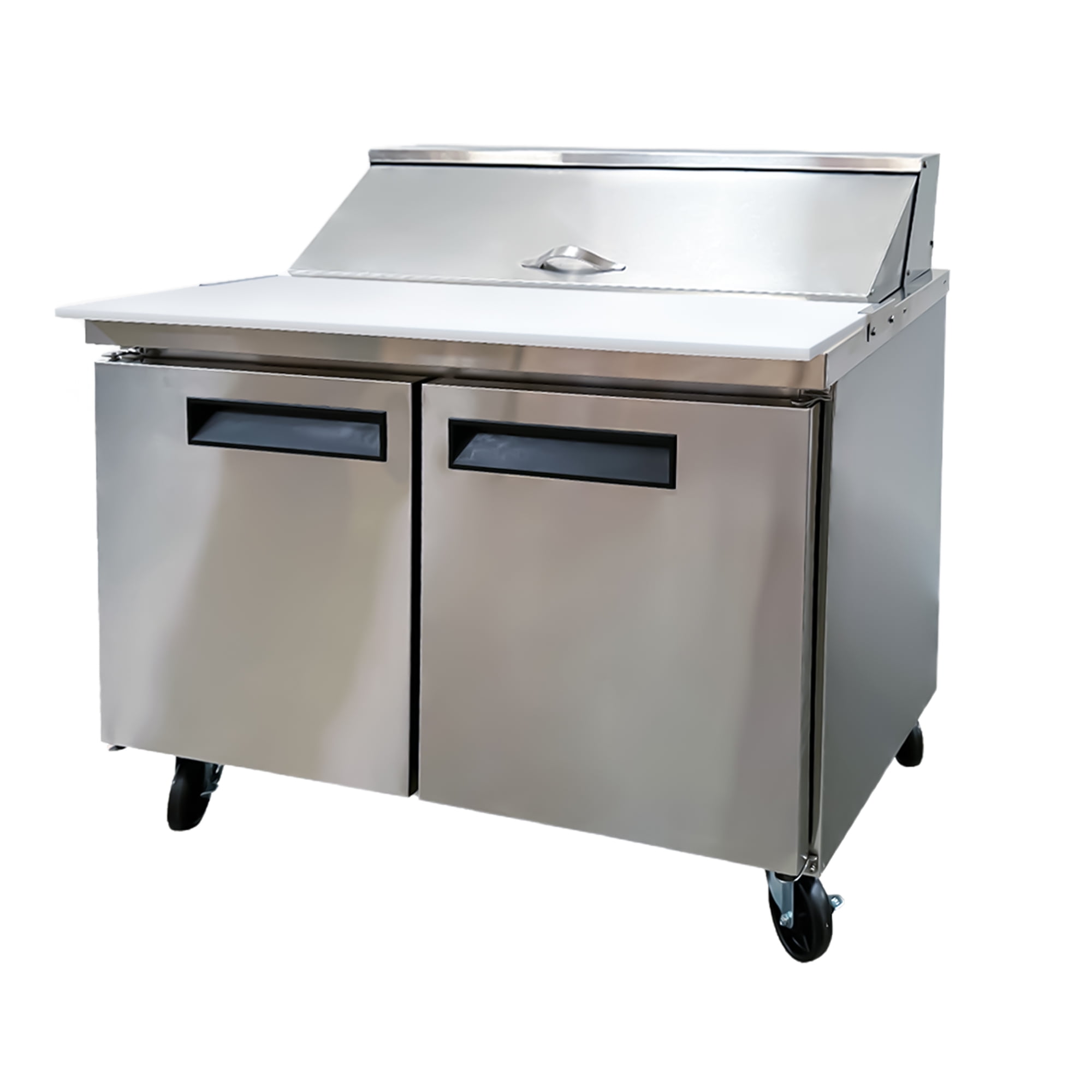 48 in. Two-Door Stainless Steel Refrigerated Sandwich Prep Table, 12 Cu ...