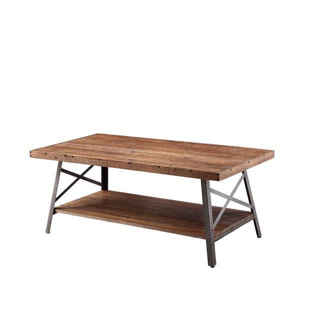 48 in. Sandy Black & Weathered Oak Rectangle Coffee Table with Shelf ...