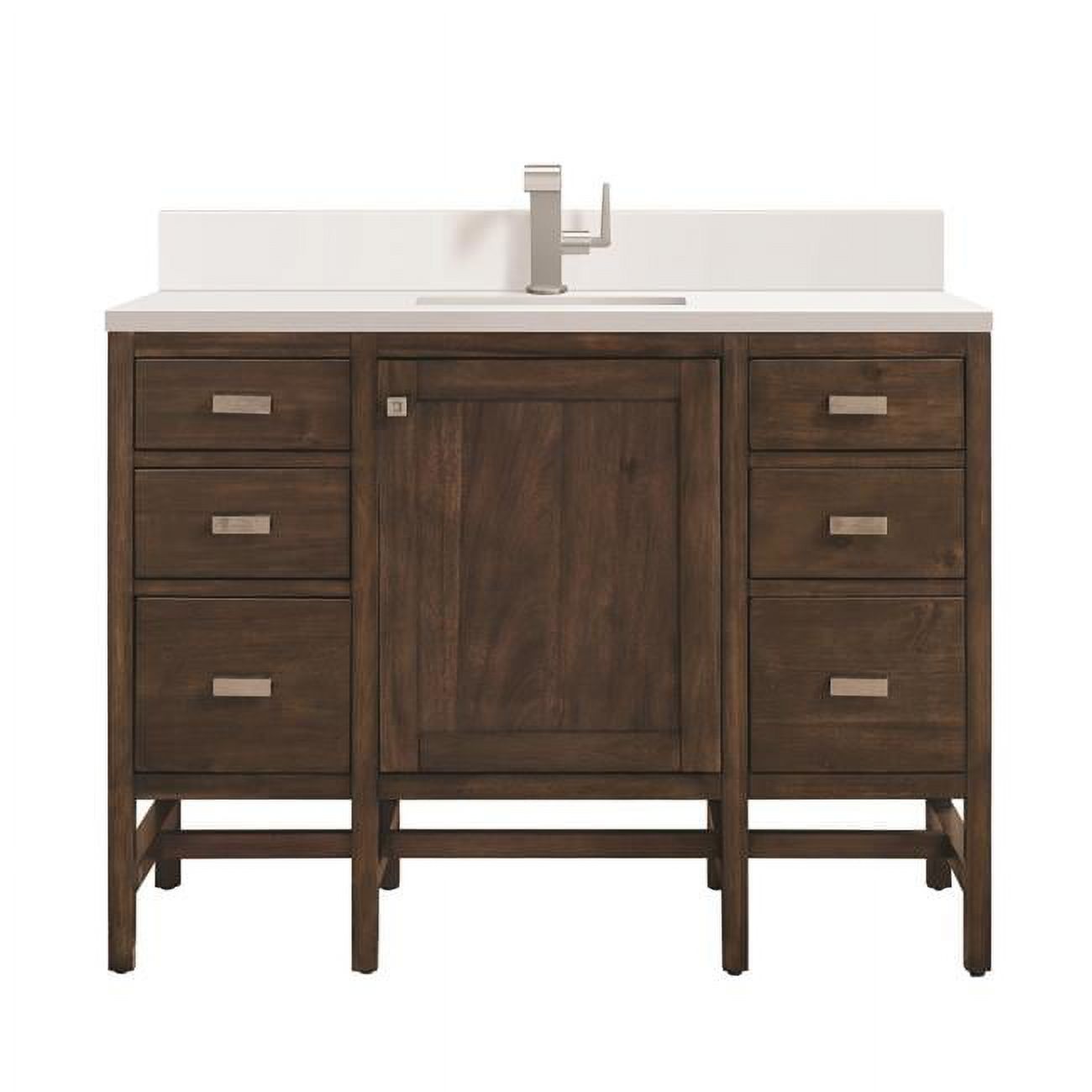 48 in. Single Vanity, Mid-Century Acacia with Single Hole 3 cm White ...
