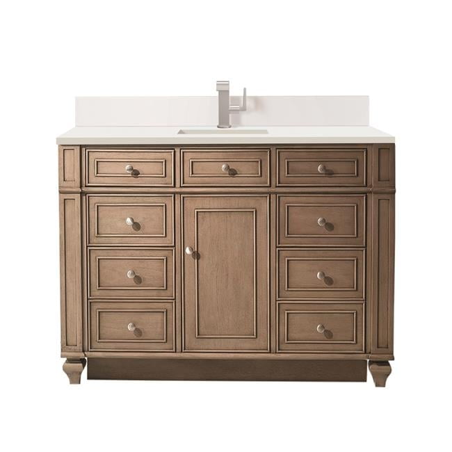 48 in. Single Vanity, Whitewashed Walnut with Single Hole 3 cm White ...
