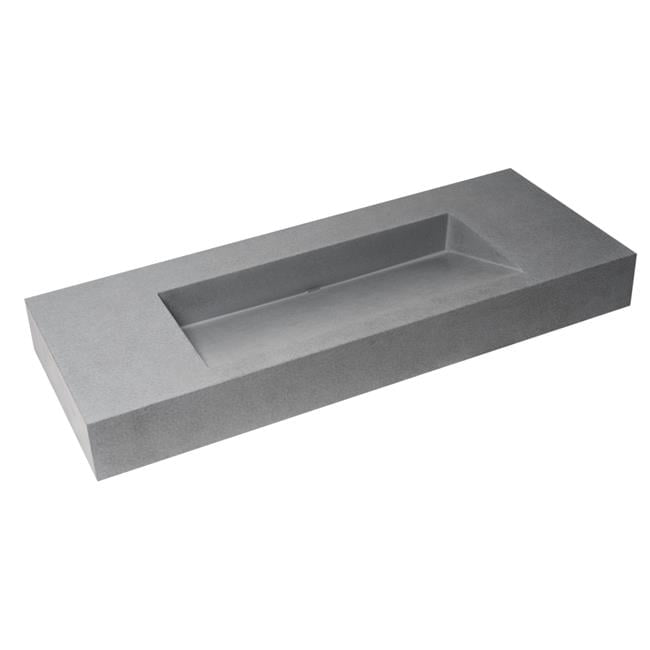 48 in. Solid Concrete Rectangular Countertop Sink - Gray Matte ...