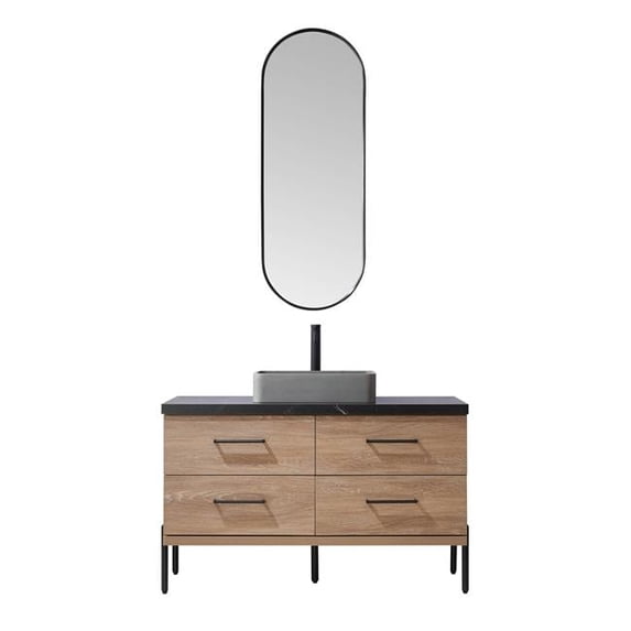 48 in. Trento Single Sink Bathroom Vanity, North American Oak with ...