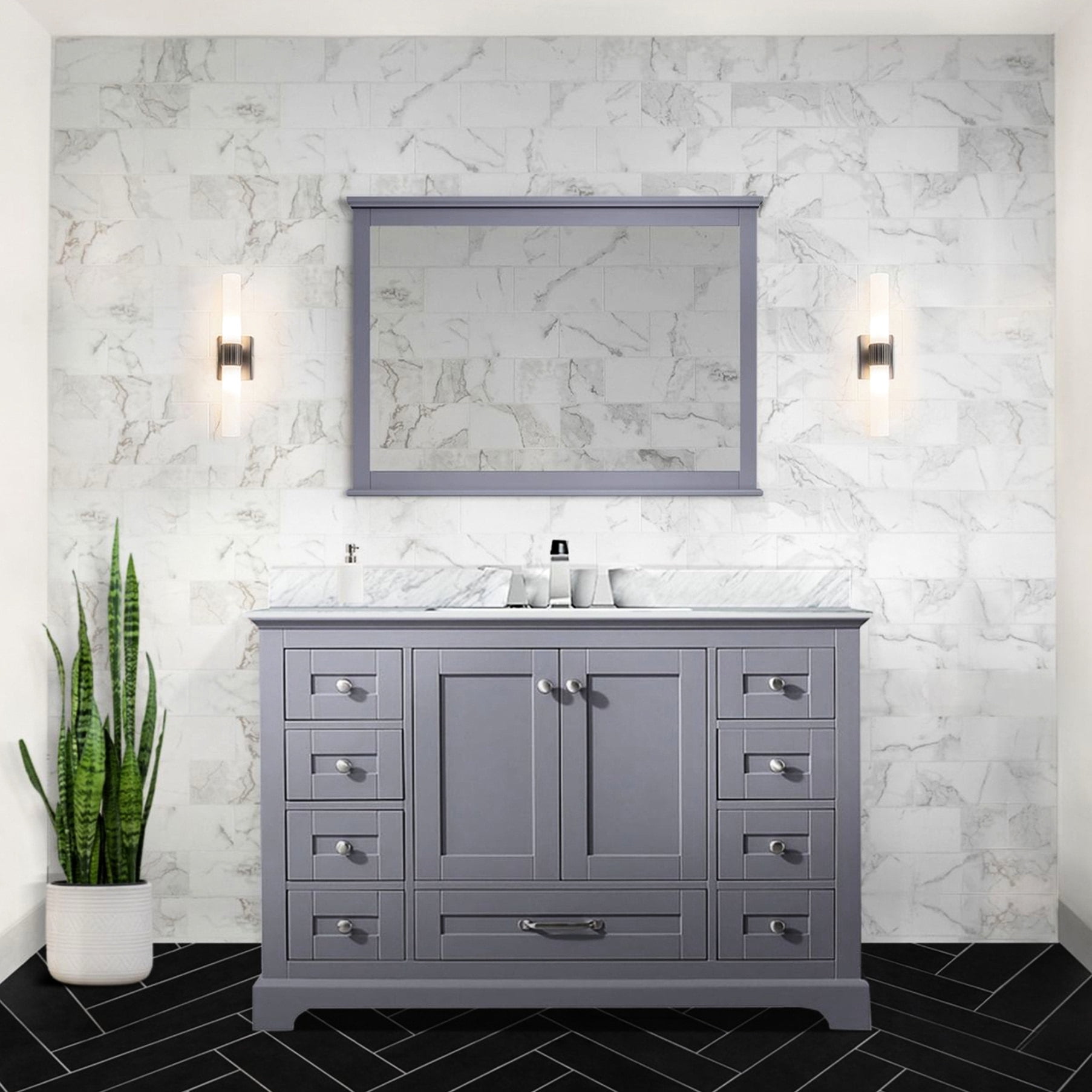 48 in. W Dark Grey Vanity with Storage / Soft Close Feature / Bathroom ...