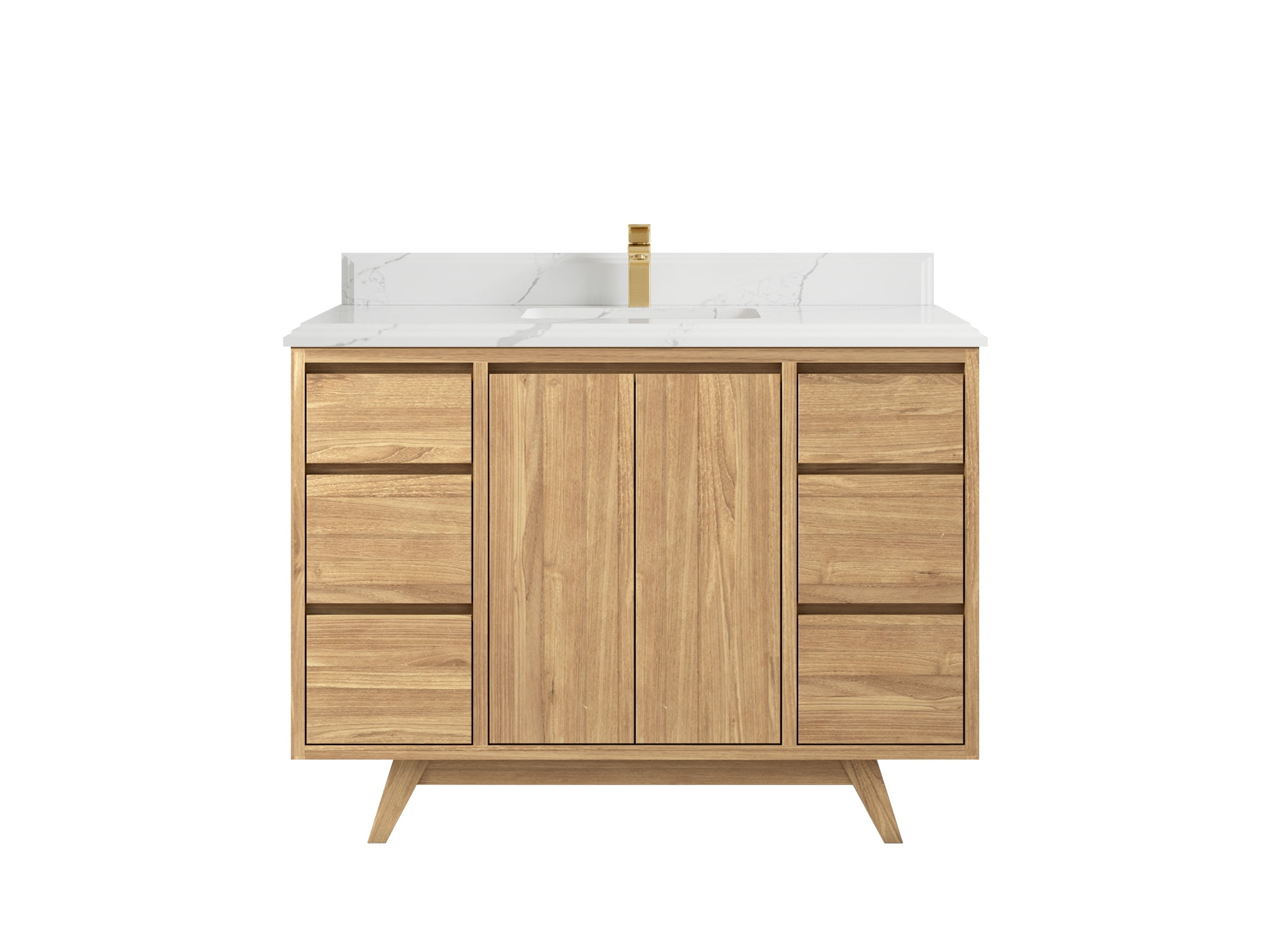 48 in. W x 22 in. D Madison Teak Single Sink Bathroom Vanity in Light ...