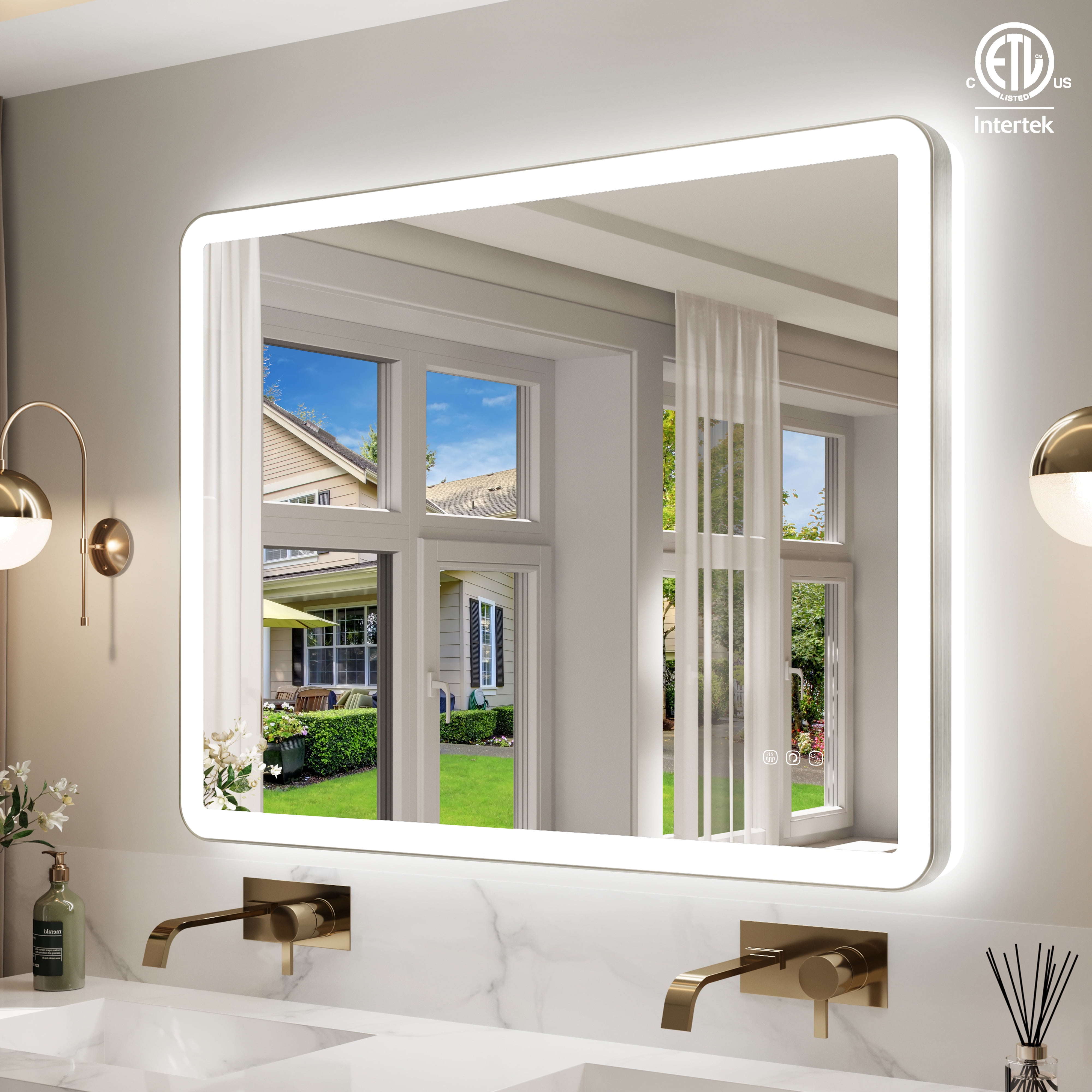 48 in. W x 36 in. H Rectangular Corner-round Border Ultra-bright LED ...