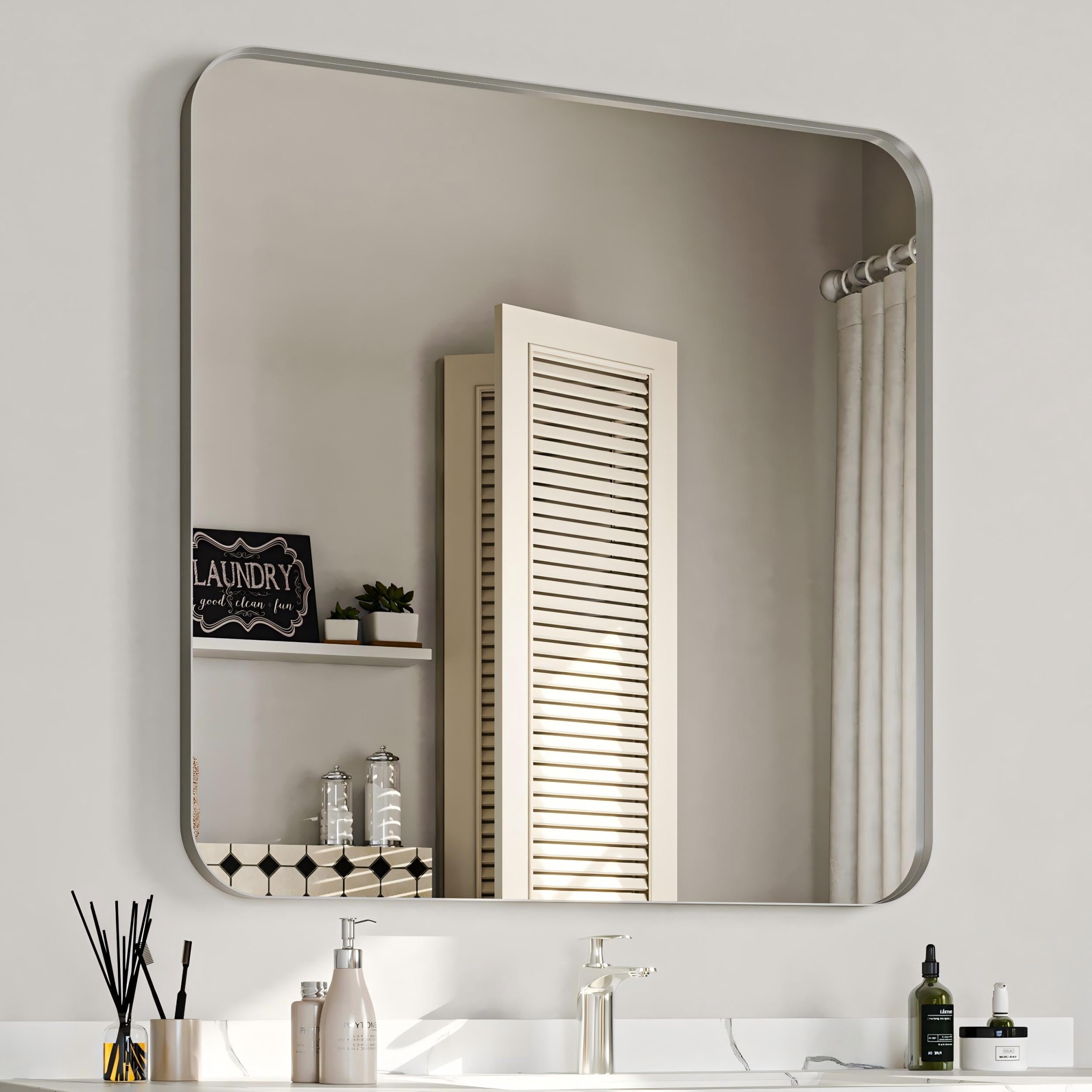 48 in. W x 40 in. H Rectangular Aluminum Framed Wall Bathroom Vanity ...