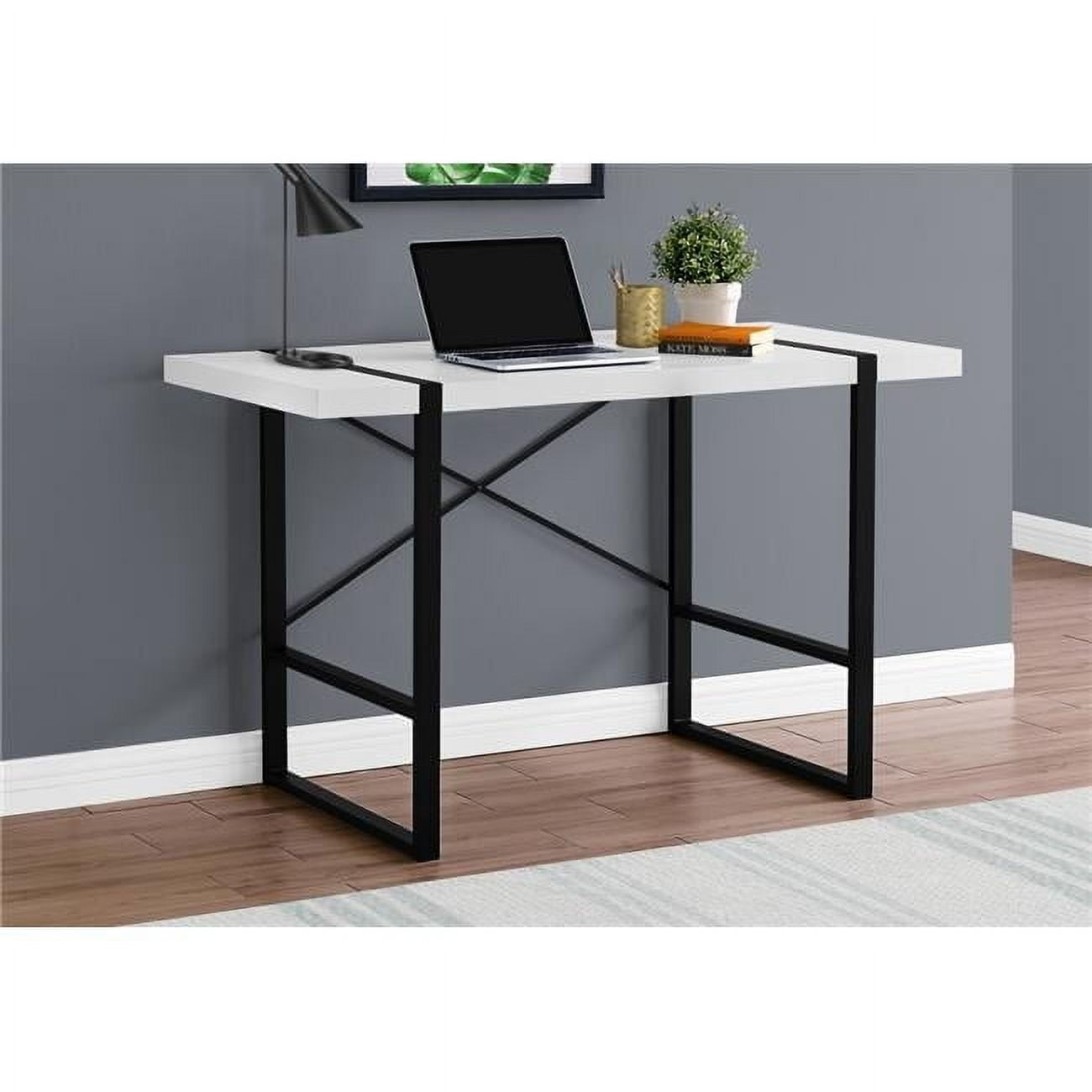 48 in. White & Black Metal Computer Desk - Walmart.com
