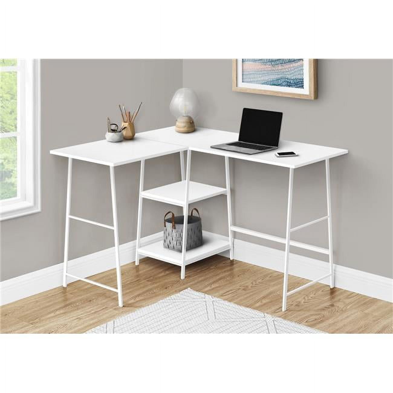 48 in. White Top & Metal Corner Computer Desk - Walmart.com