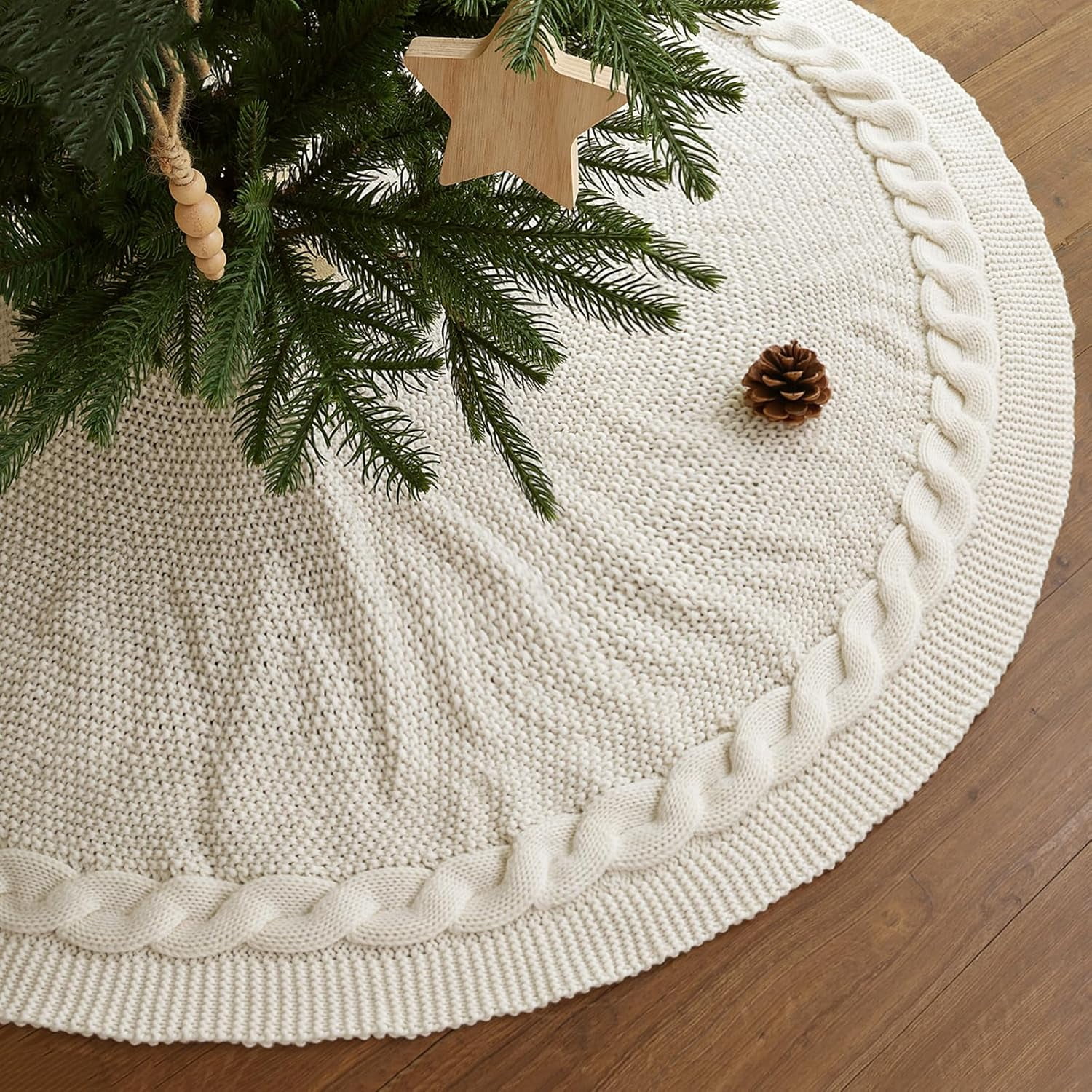 48 inch Christmas Tree Skirt: Cable Knit Tree Skirt for 7.5ft Tree ...