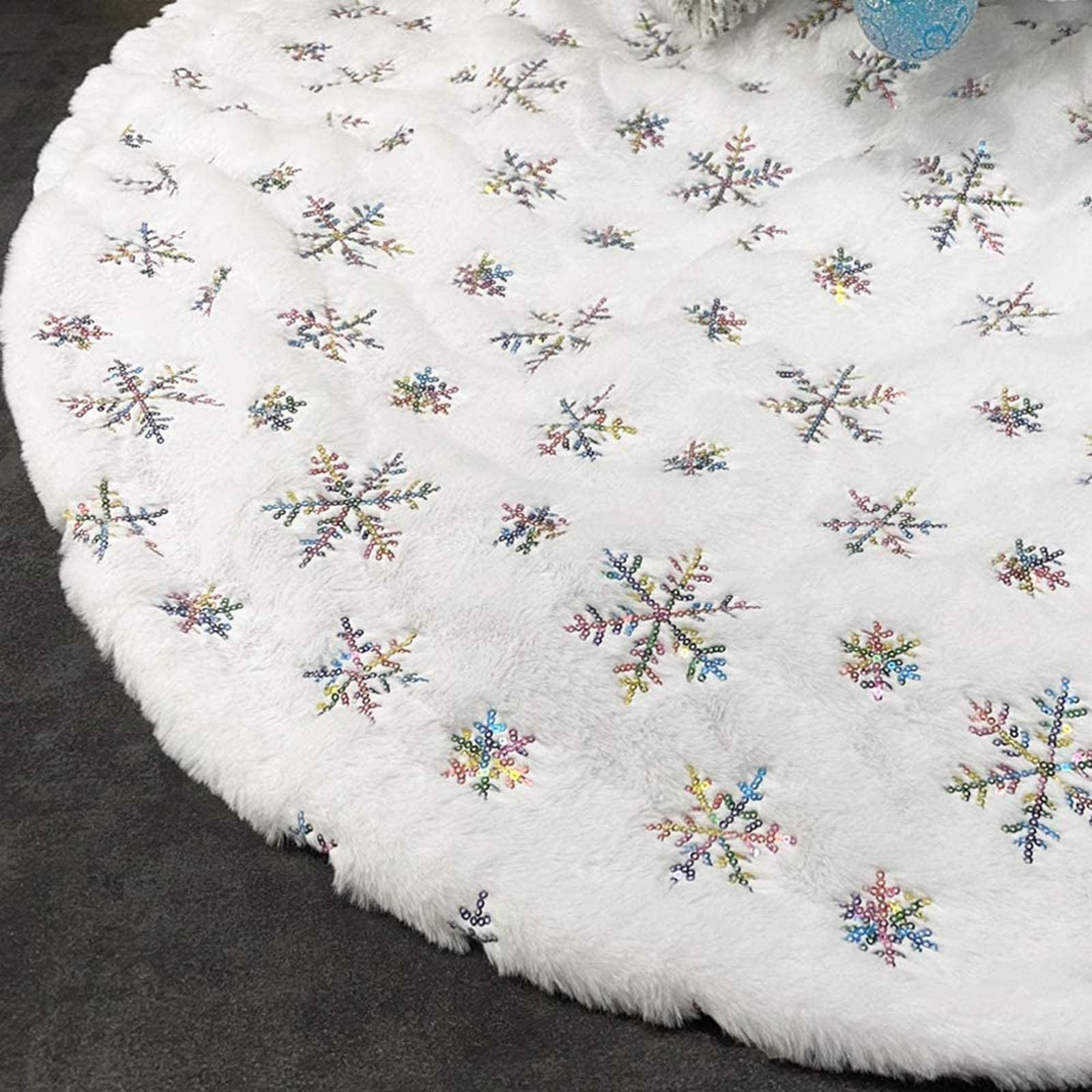 48 inch Christmas Tree Skirt Faux Fur Tree Skirts Mat for Xmas Indoor ...