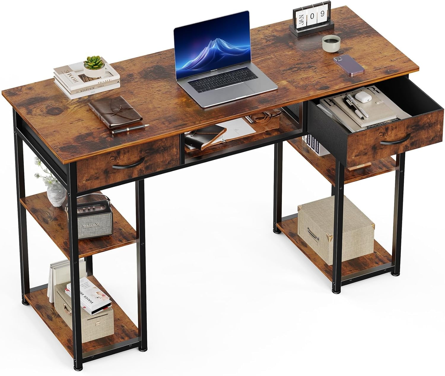 48 inch Computer Desk with Drawers Rustic, Home Office Work Desks with ...