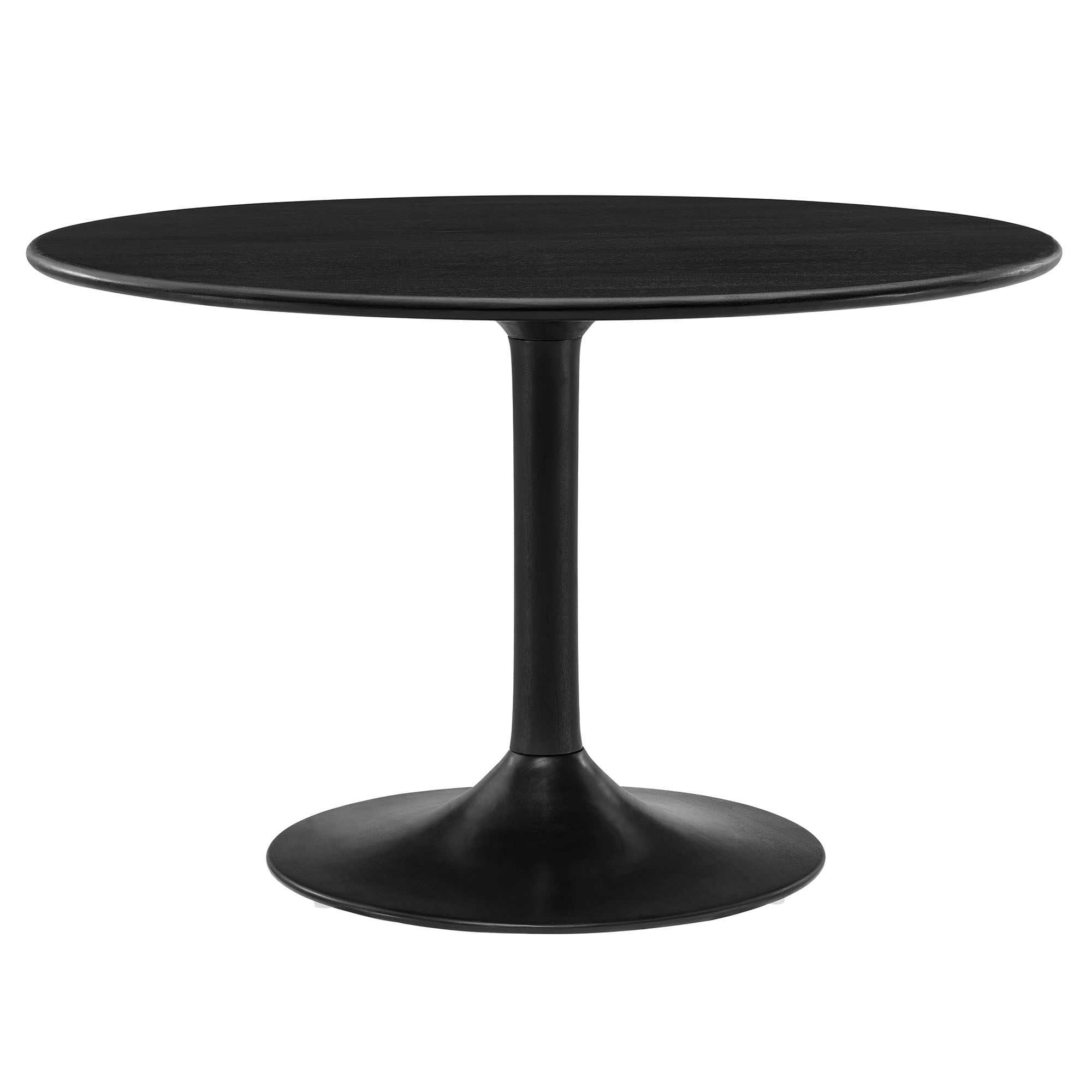 48 inch Dining Table, Round, Black, Wood, Metal, Kitchen Cafe Bistro ...