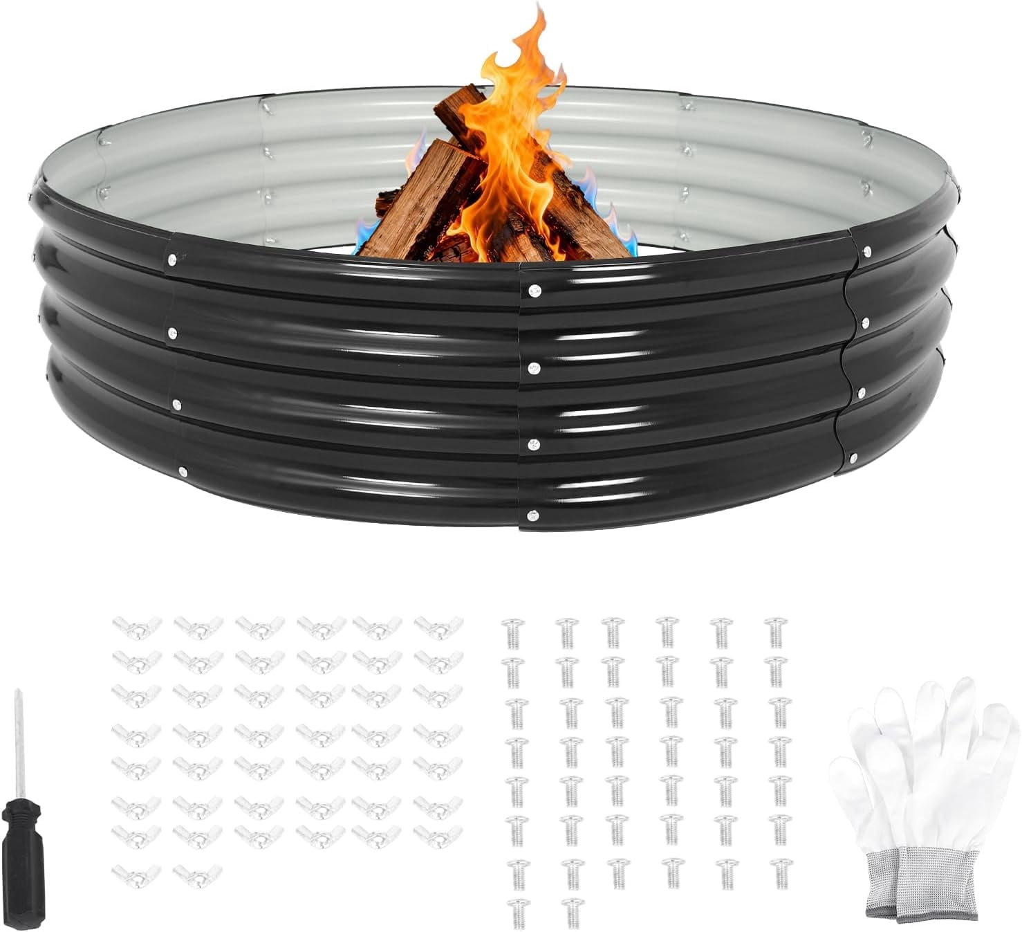 48 inch Fire Pit Ring, Galvanized Fire Ring 1ft high, Wood Burning Fire ...