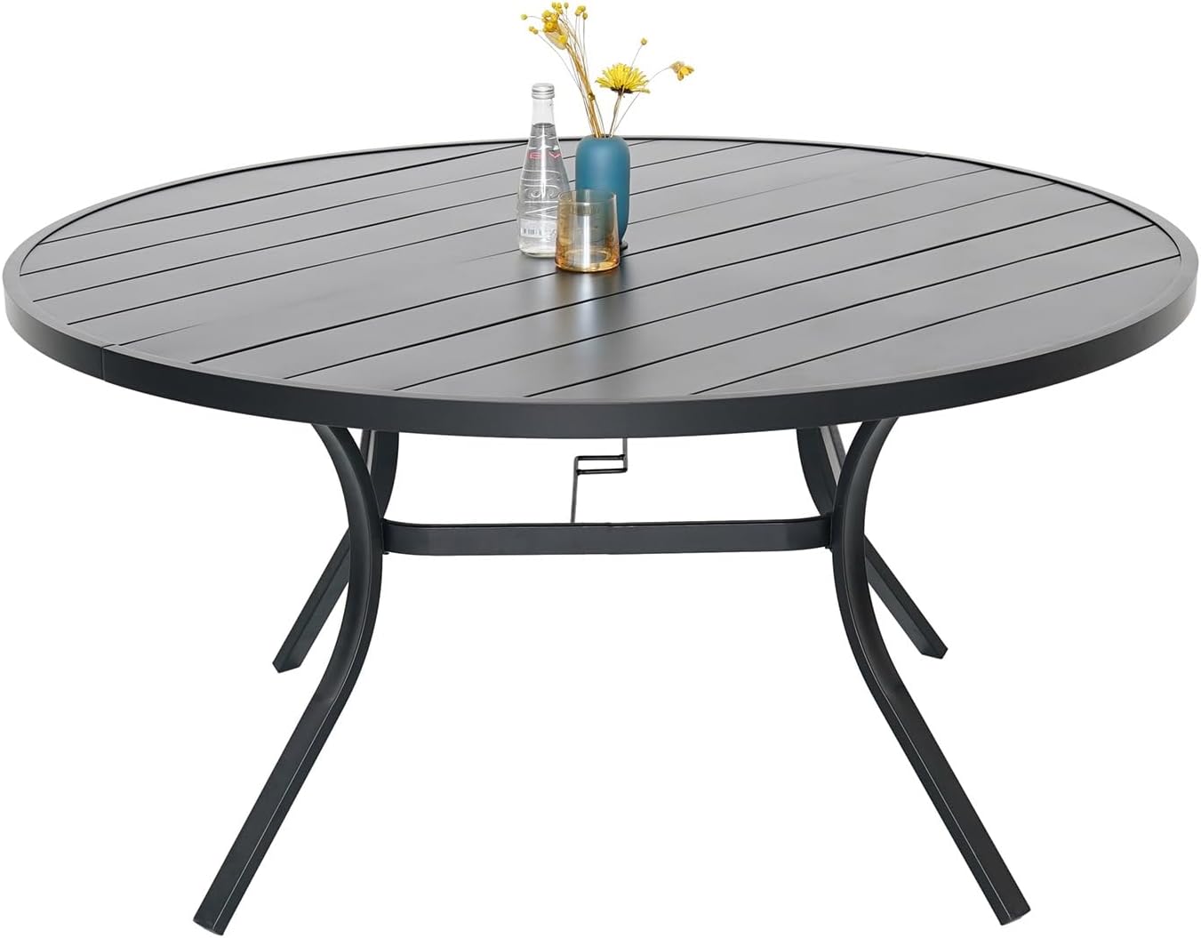 48 inch Round Patio Dining Table with Metal Steel Frame 4 ft Outdoor ...
