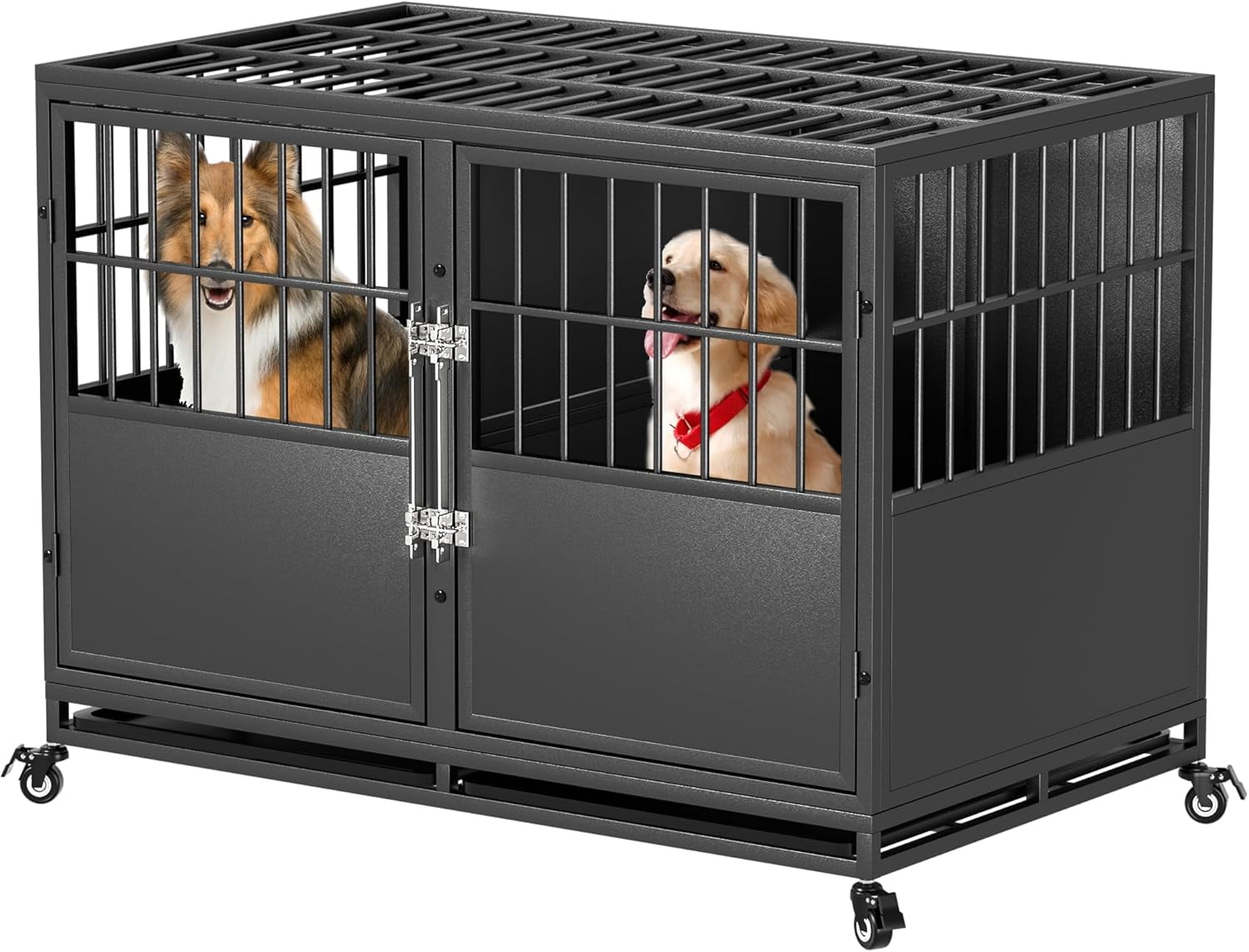 48 inch Stackable Heavy Duty Dog Crate with Divider, Metal ...