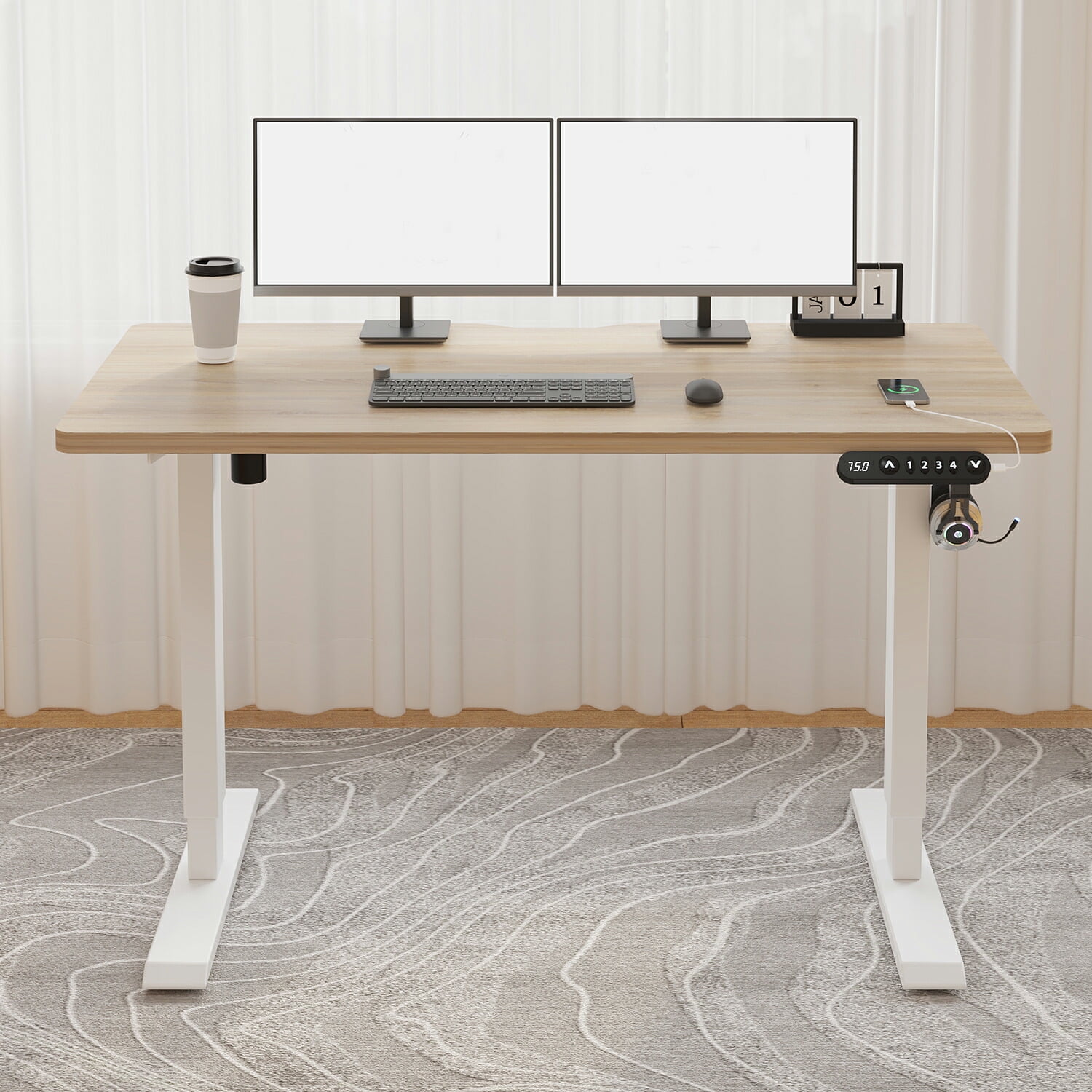 Height Adjustable Standing Desk, 48 inch Single Motor Electric Desk ...