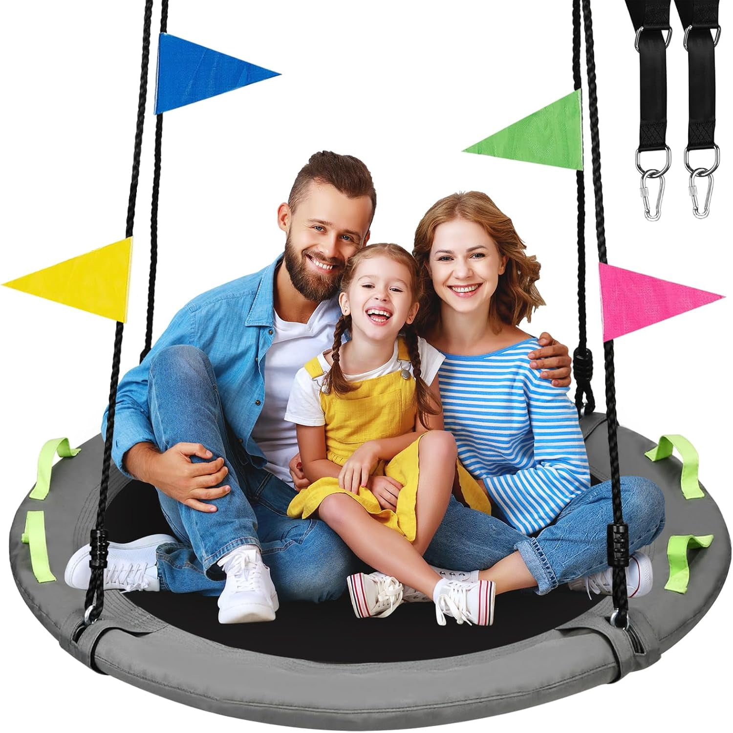 48 inch Tree Swing, Larger Saucer Flying Swing for Whole Family, 900lbs ...