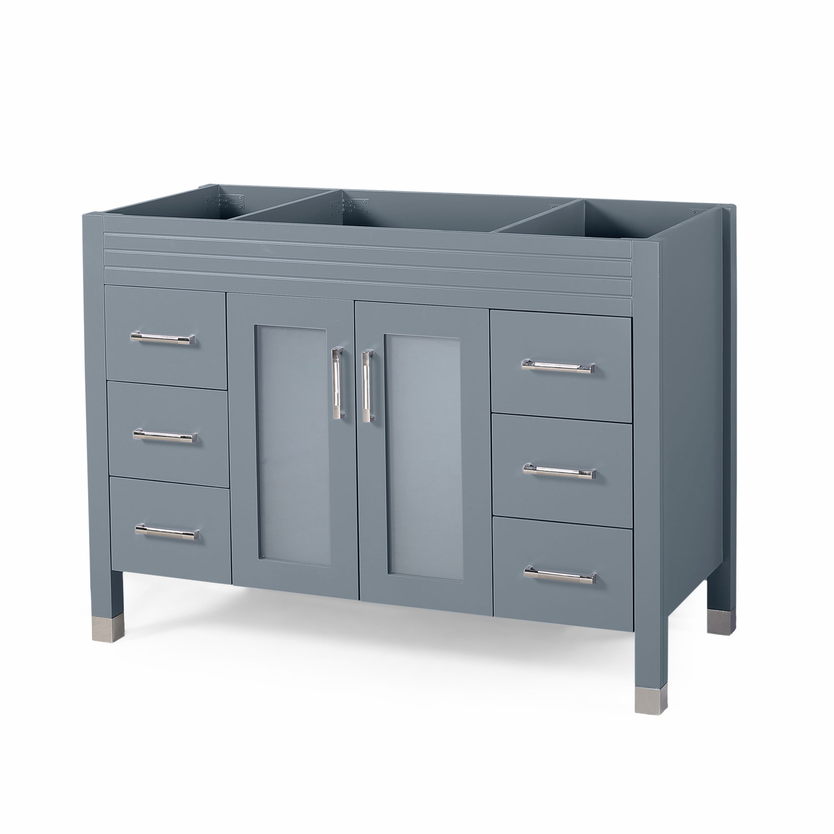 48-inch acacia wood bathroom vanity with frosted glass paneling and 6 ...