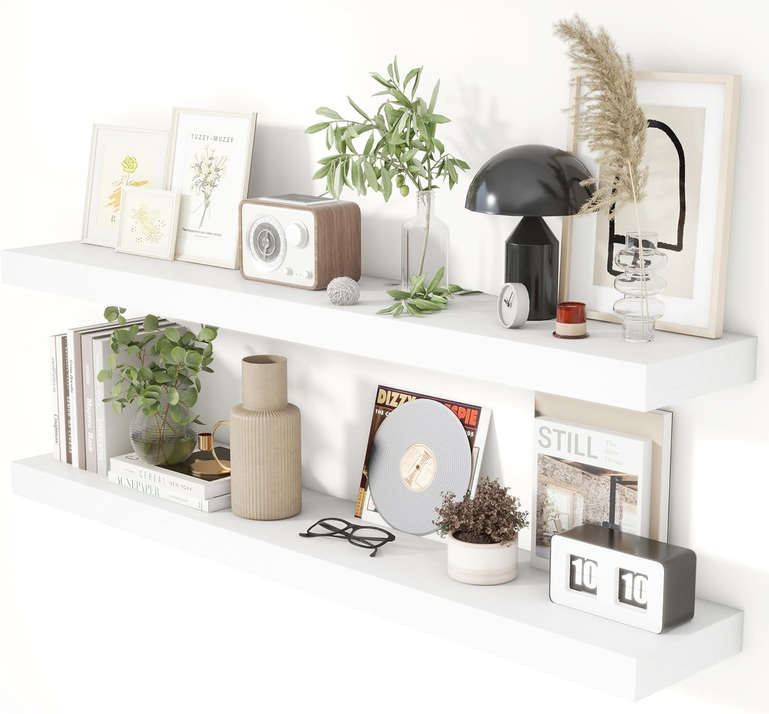 48-inch wall-mounted shelf, 8 inches deep, 2-piece set. Wall-mounted ...