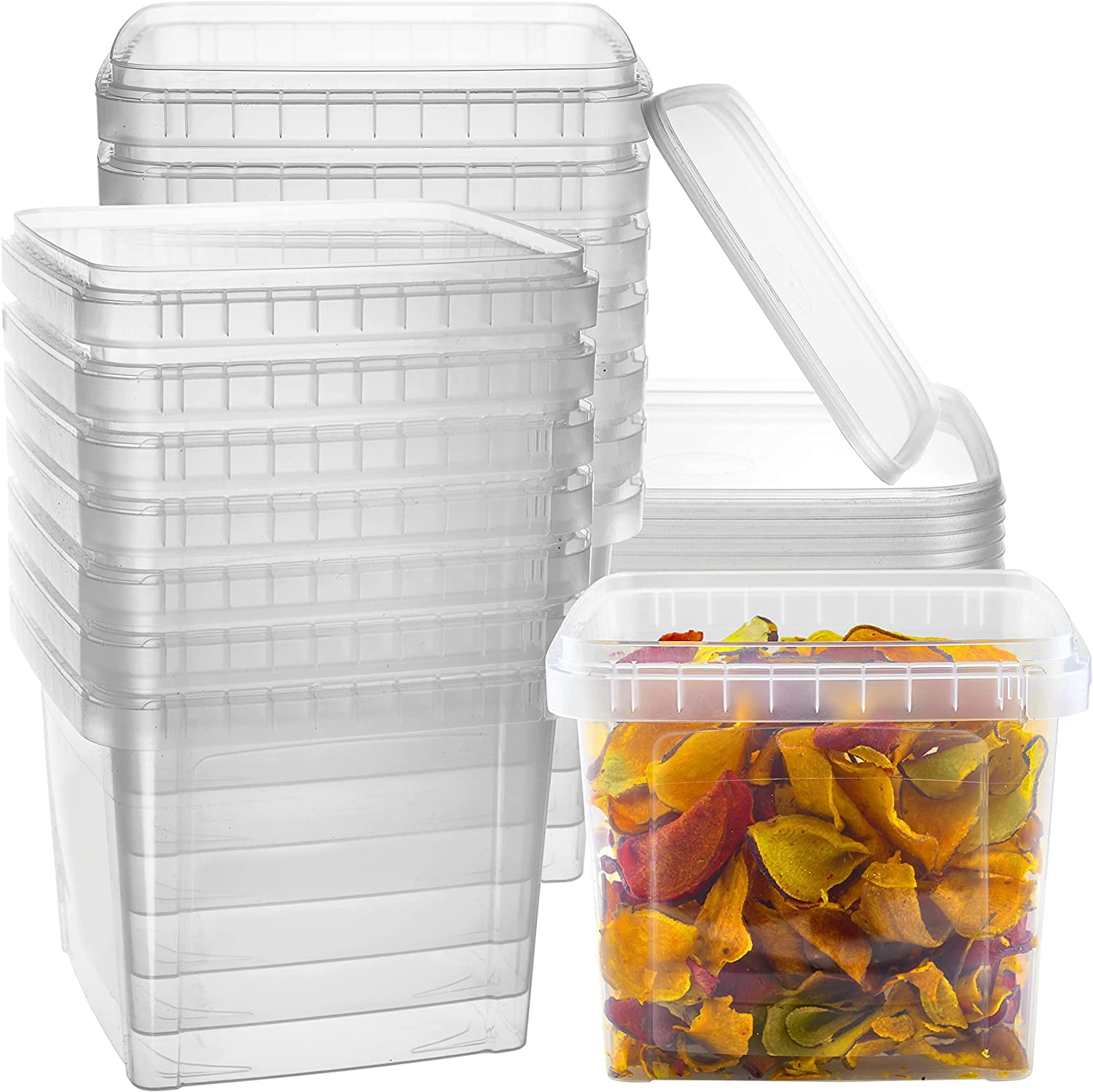 48 oz 20 Large Pack Square Clear Deli Containers with Lids Disposable ...
