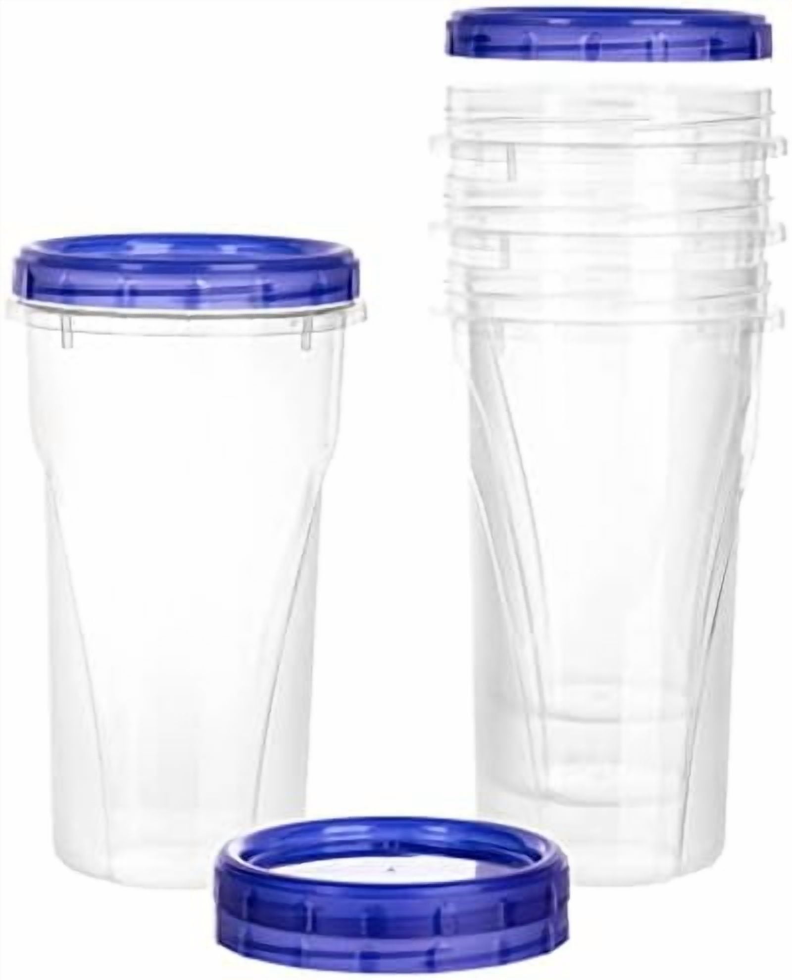 [48 oz 4 Pack] Twist Top Deli Containers Clear bottom With blue Top ...