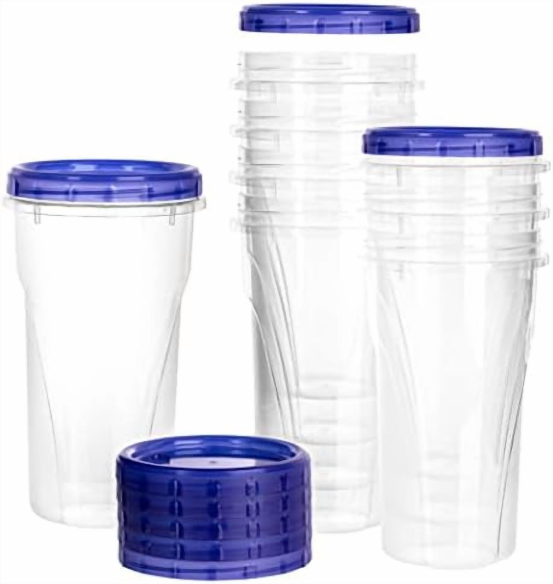 [48 oz 8 Pack] Twist Top Deli Containers Clear bottom With blue Top ...