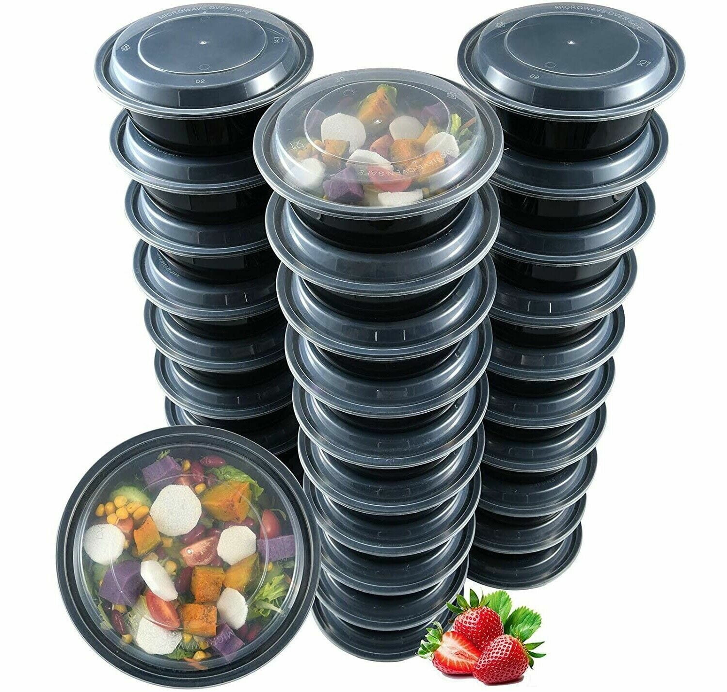 48 oz Round Food Containers Meal Prep BPA FREE Microwavable Reusable ...