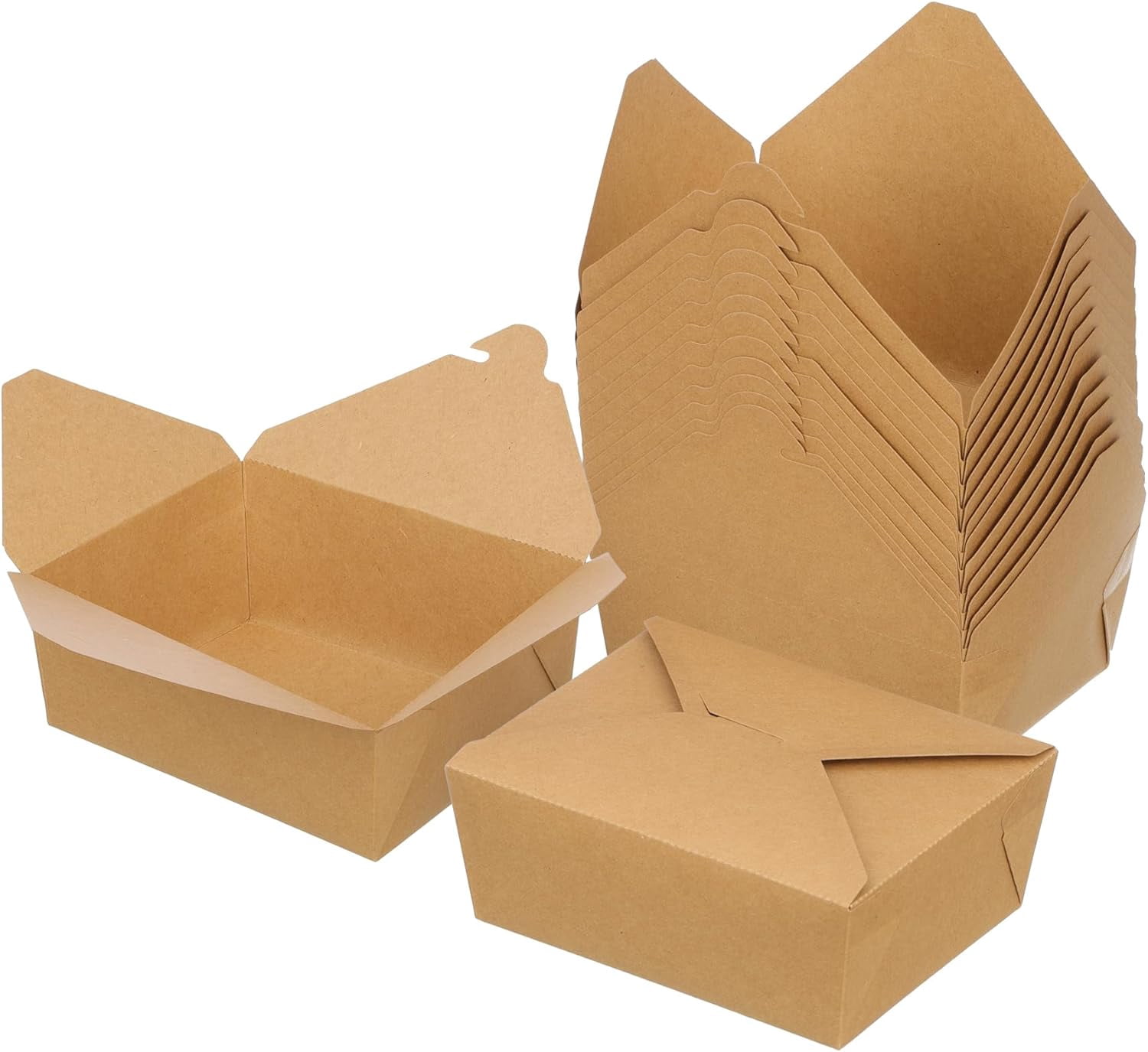 48 oz Take Out Food Containers 100 Pack, Disposable Kraft Paper To Go ...