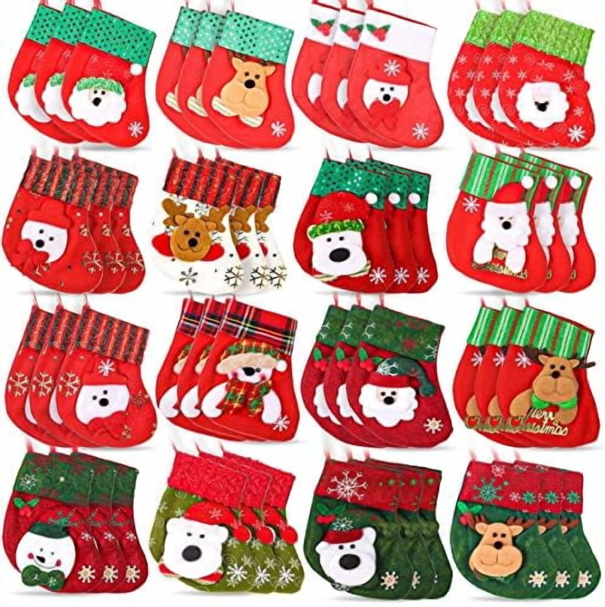 48 pIECES sMALL cHRISTMAS sTOCKINGS 6.8 iNCH 3d rEINDEER sANTA ...