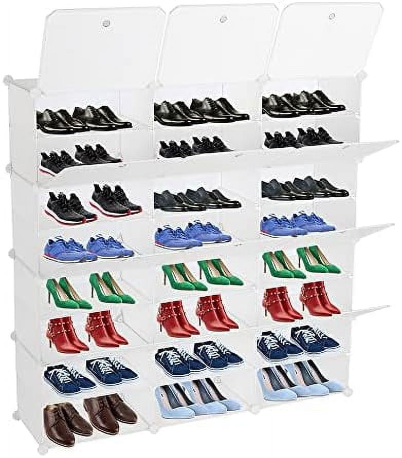 48 pairs portable shoe rack organizer, 8 tier 24 grids shoe storage ...