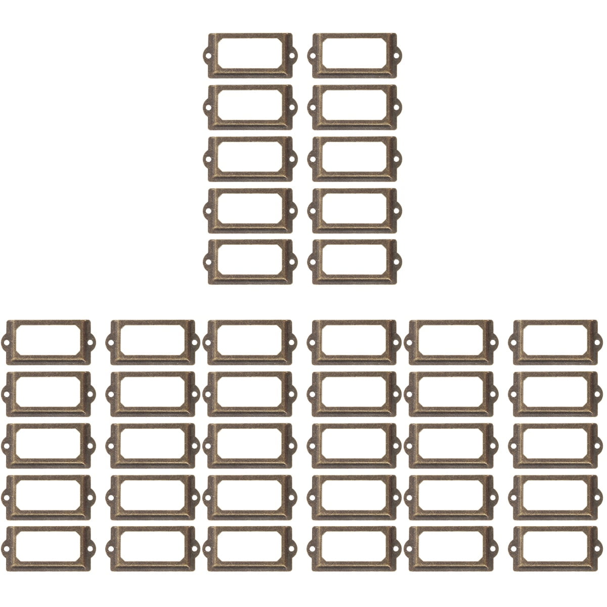 48 pcs Antique Label Frame Cards Holder Metal Drawer Label Holders with ...