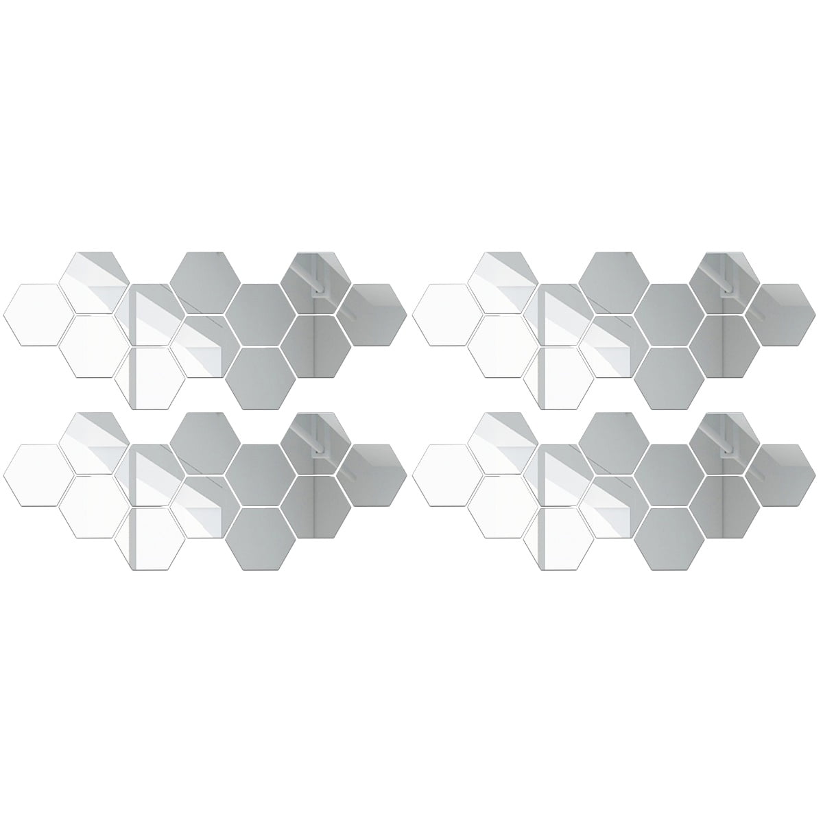 48 pcs Hexagon Silver Acrylic Stickers DIY Hexagonal Wall Sticker ...