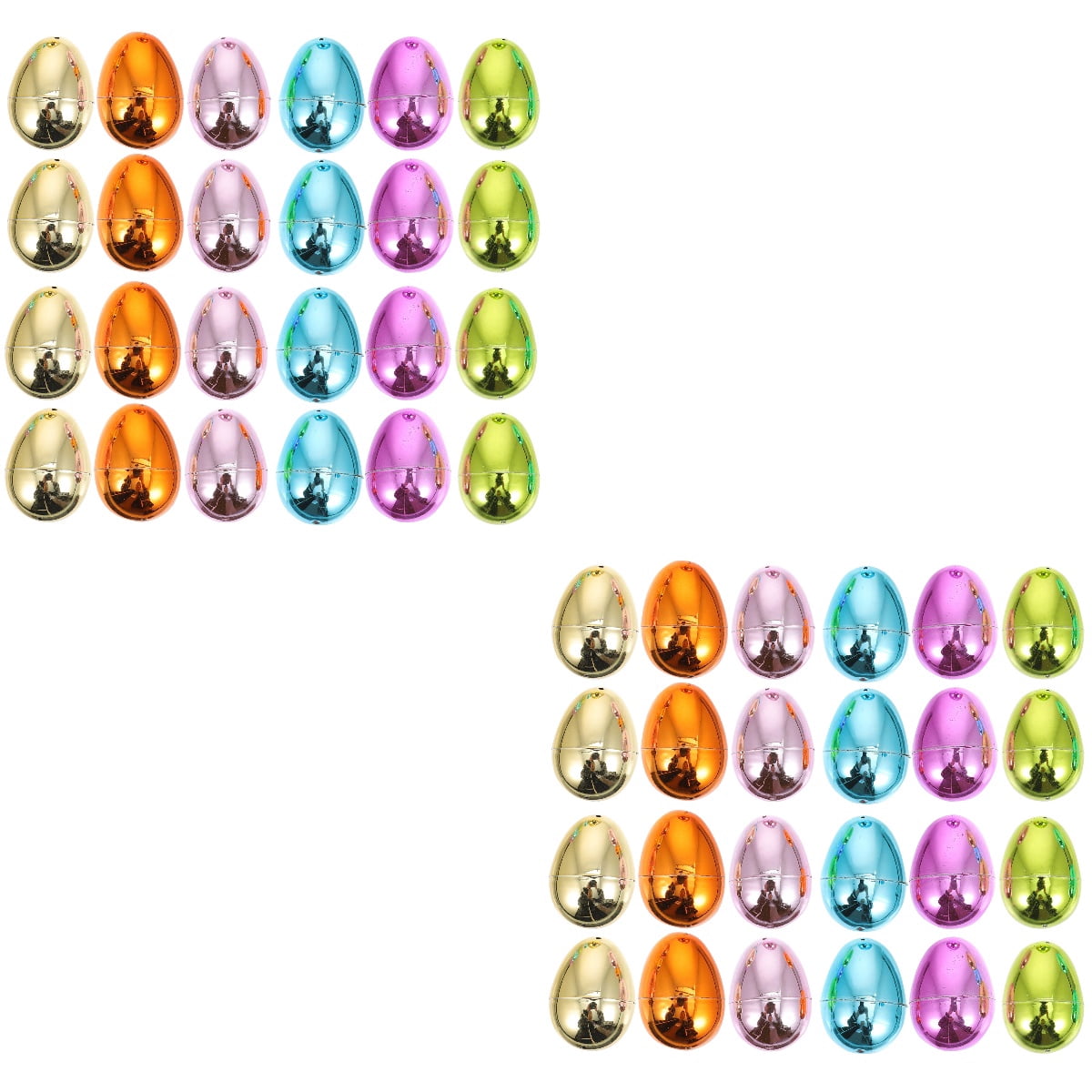 48 pcs Party Bright Plastic Plating Easter Eggs Festival Fillable ...