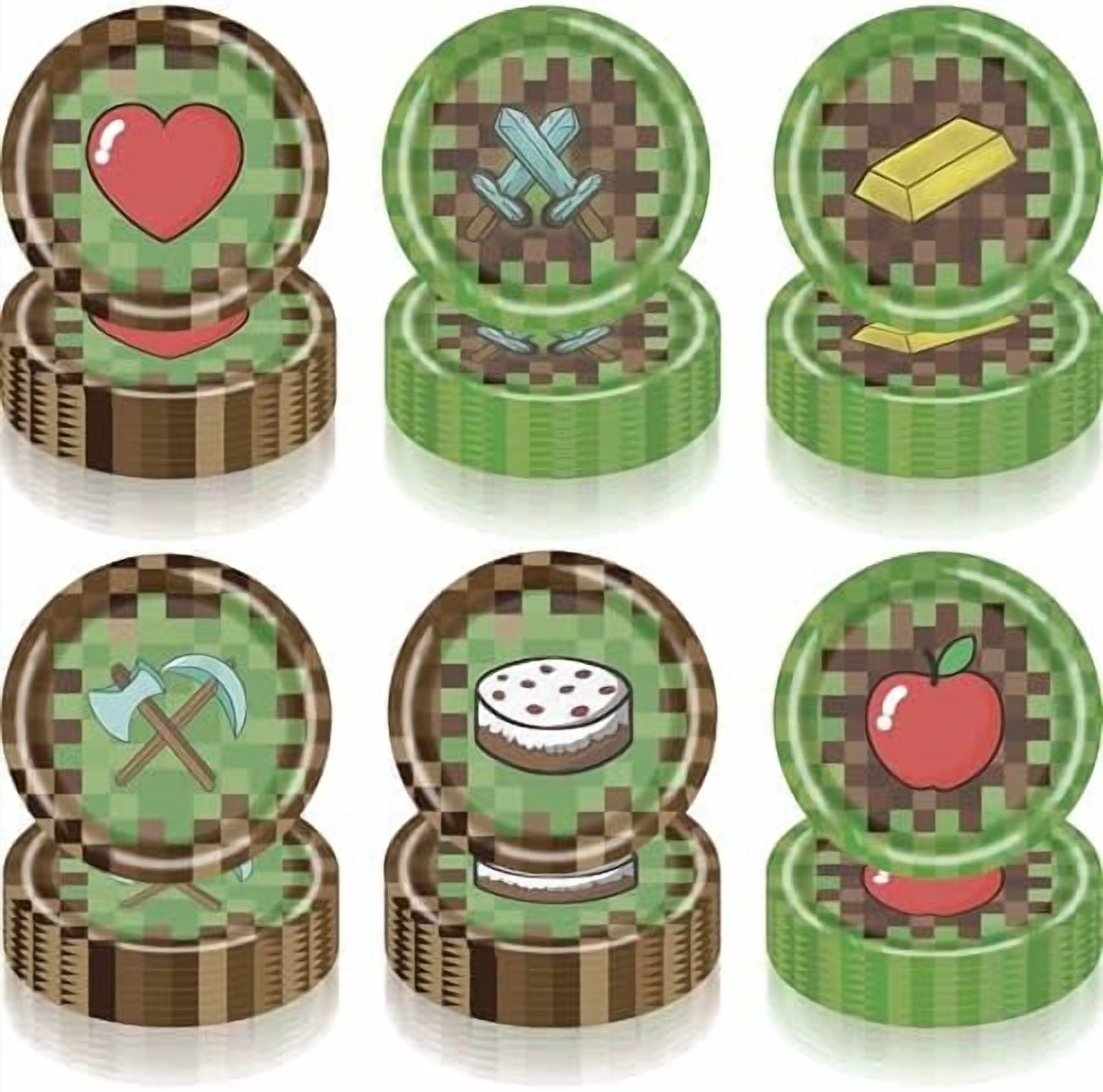 48 pcs Pixel Party Plates Pixel Party Birthday Supplies Favors Baby ...