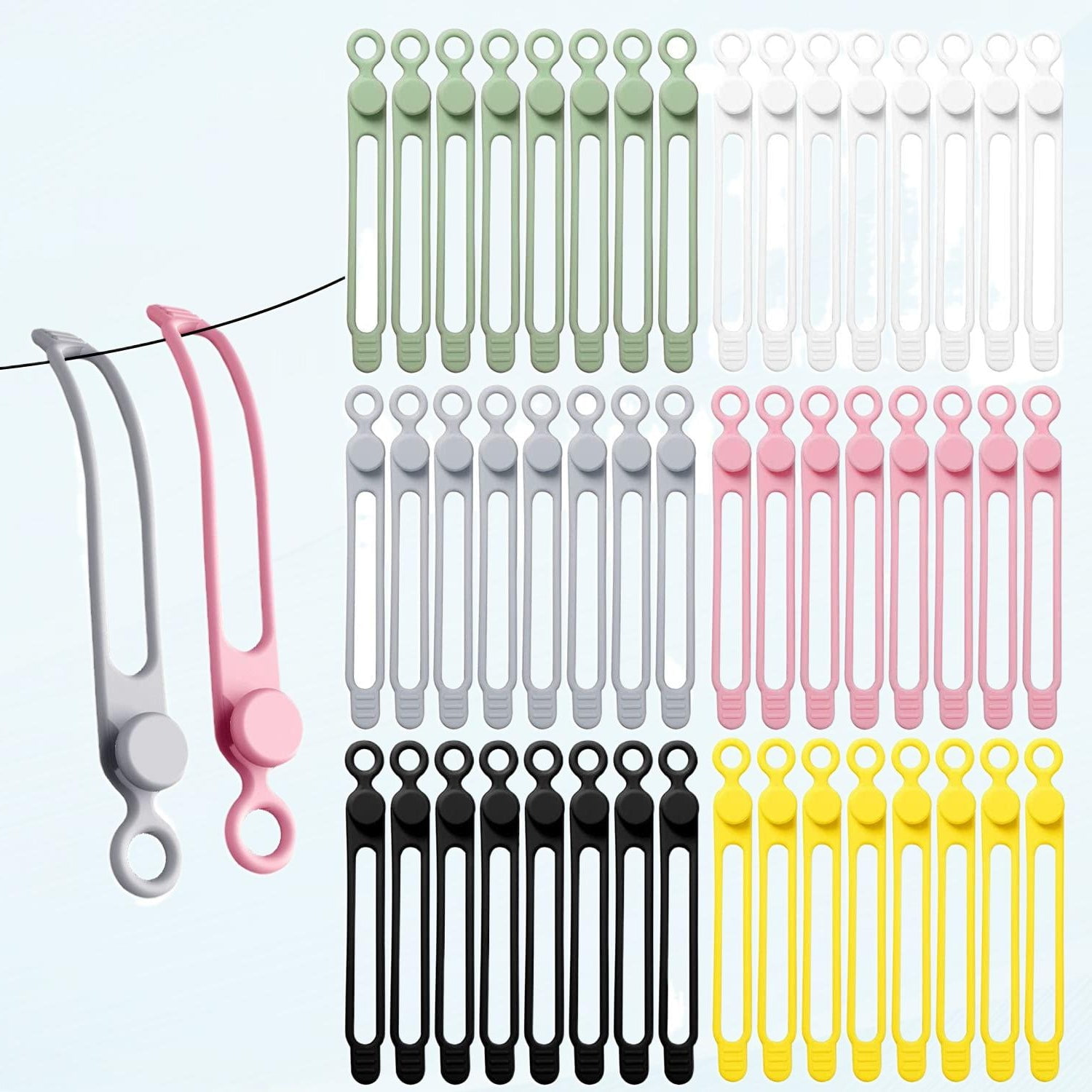 YI1NYU1YU48 pcs Silicone Cable Straps, 10.6cm Reusable Cable Ties Cable ...