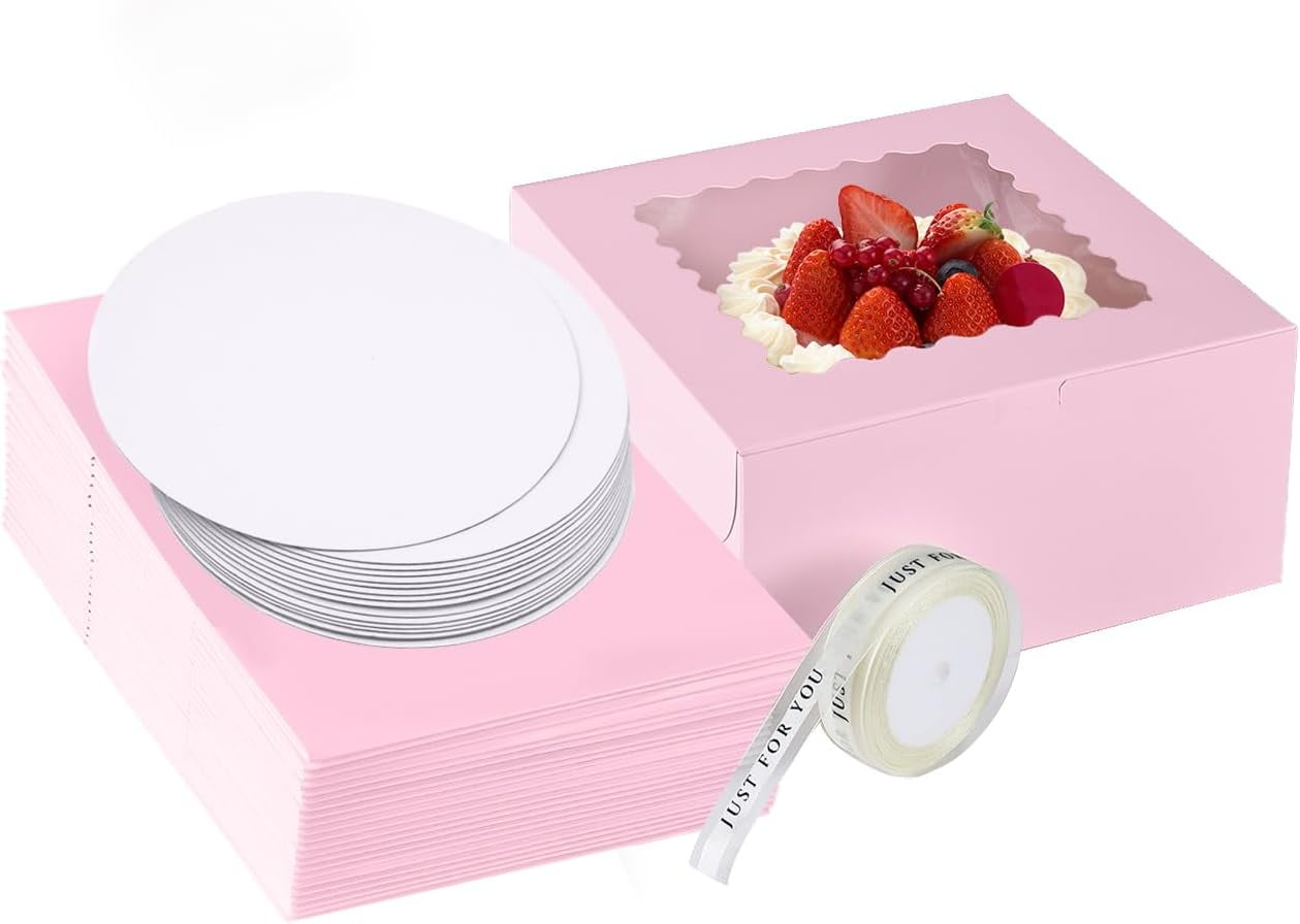 48-piece set of 10x10x5 inch cake boxes, including 24 cake boxes and 24 ...