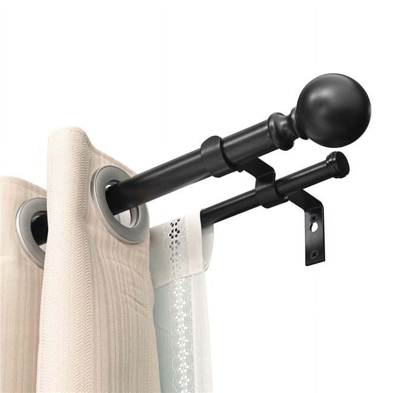 48 to 86 in. Window Treatment Telescoping Double Curtain Rod Set with ...