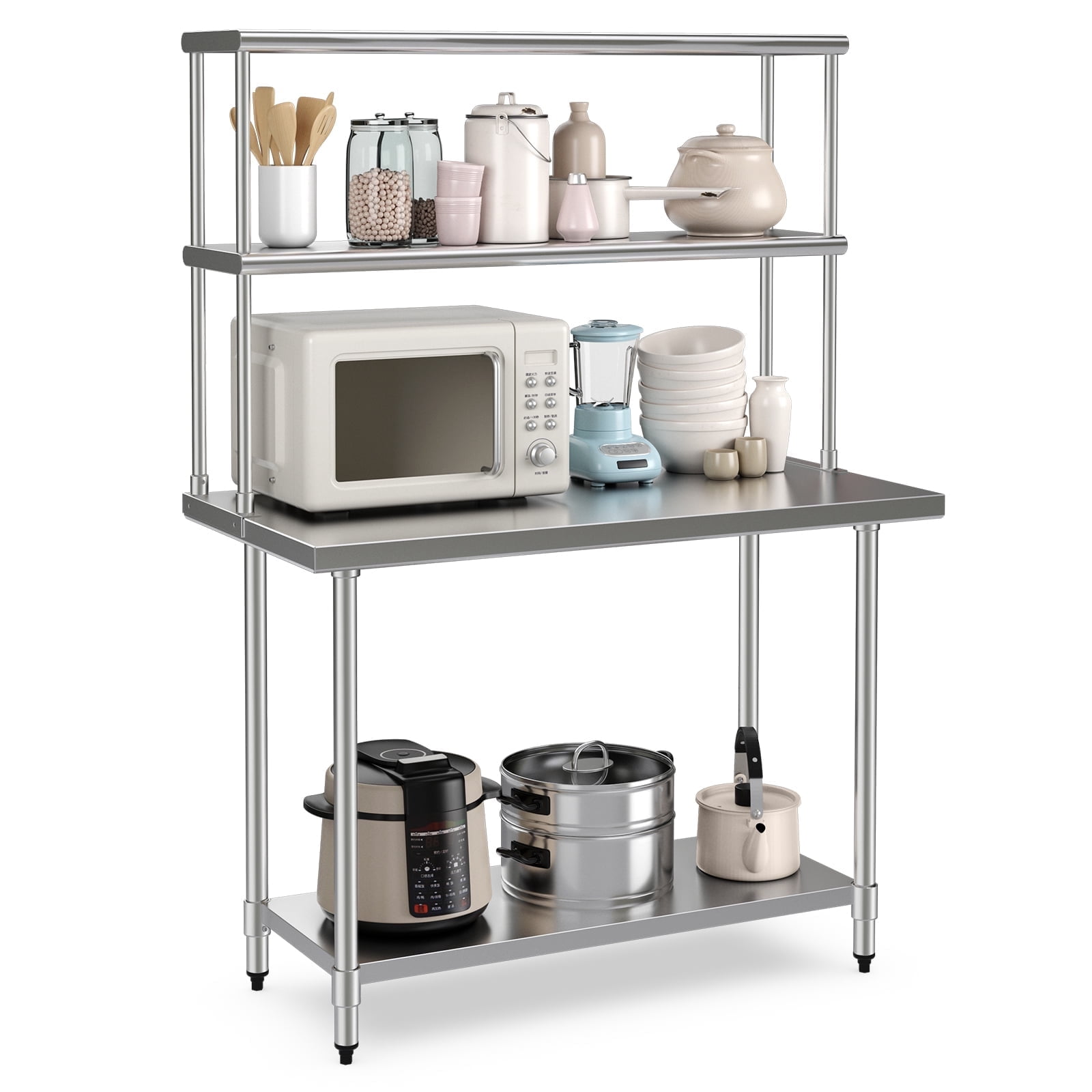 48 x 12 Inch Kitchen Stainless Steel Overshelf with Adjustable Lower ...