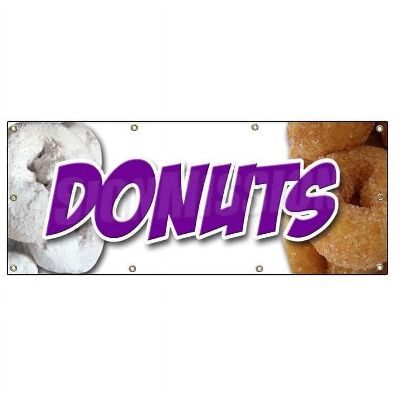 48 x 120 in. Donuts 1 Banner Sign - Donut Fried Sugar Powder Doughnut ...