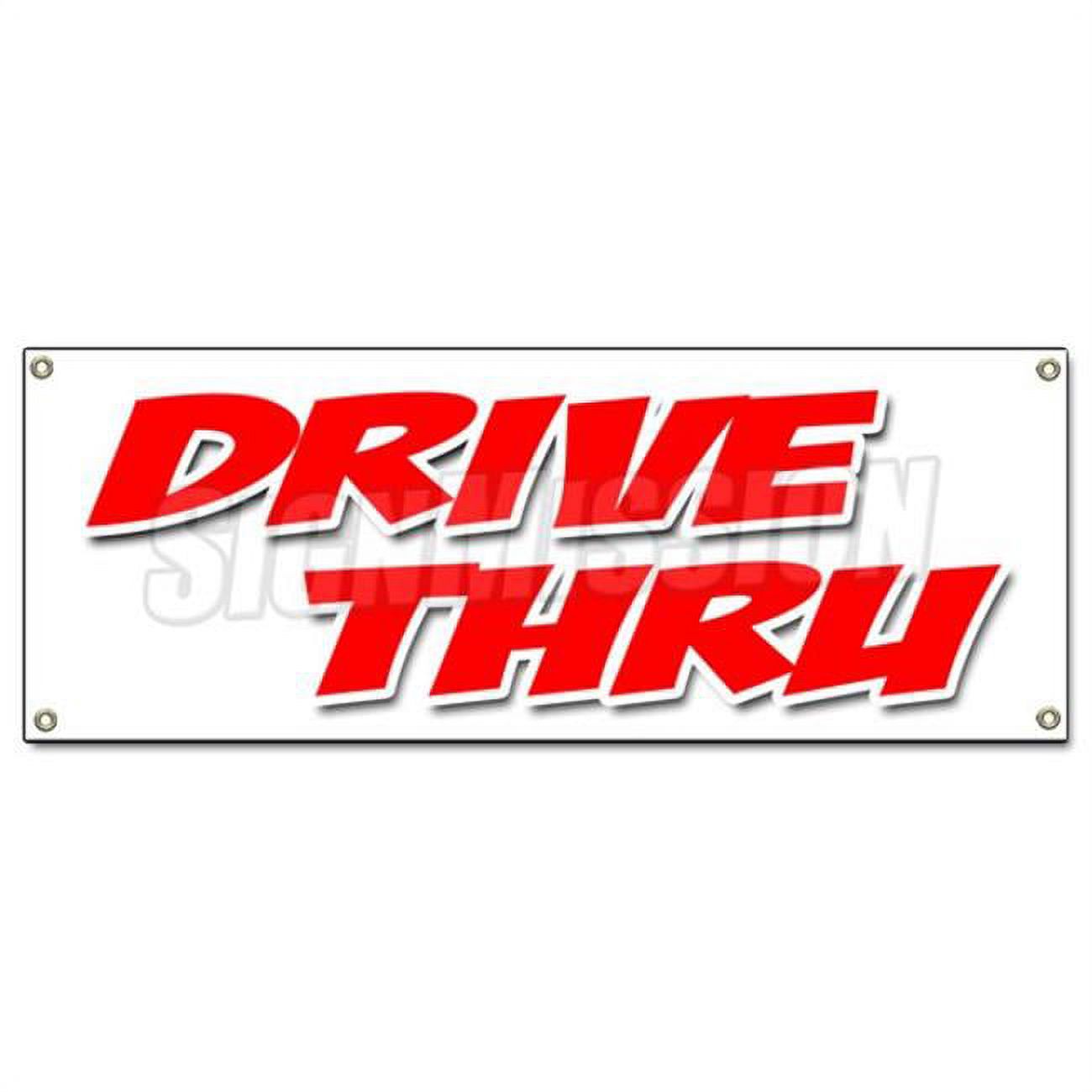 48 x 120 in. Drive-Thru Banner Sign - Restaurant Bank Beer Food Ice ...
