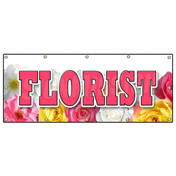 48 x 120 in. Florist Banner Sign - Rose Flower Shop Arrangements ...