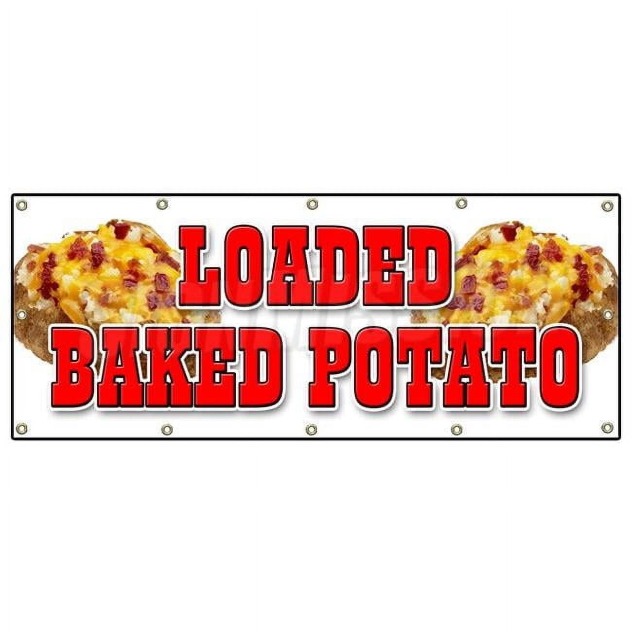48 x 120 in. Loaded Baked Potato Banner Sign - Idaho Fresh Hot Bacon ...