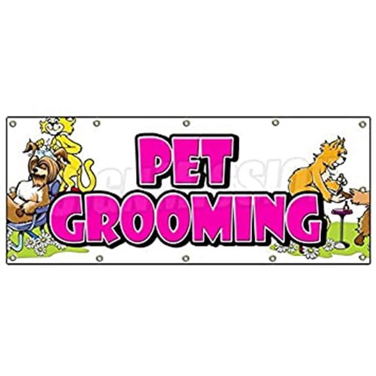 48 x 120 in. Pet Groomer Banner Sign - Dog Cat Grooming Clippers ...