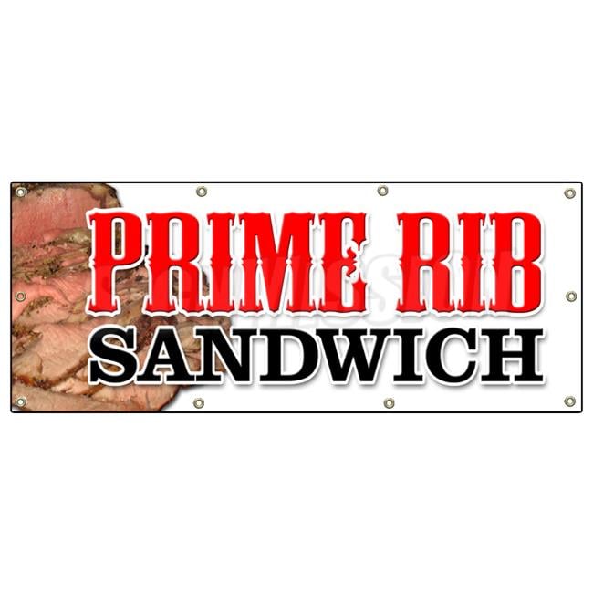 48 x 120 in. Prime Rib Sandwich Banner Sign - USDA Roasted Roast Beef ...