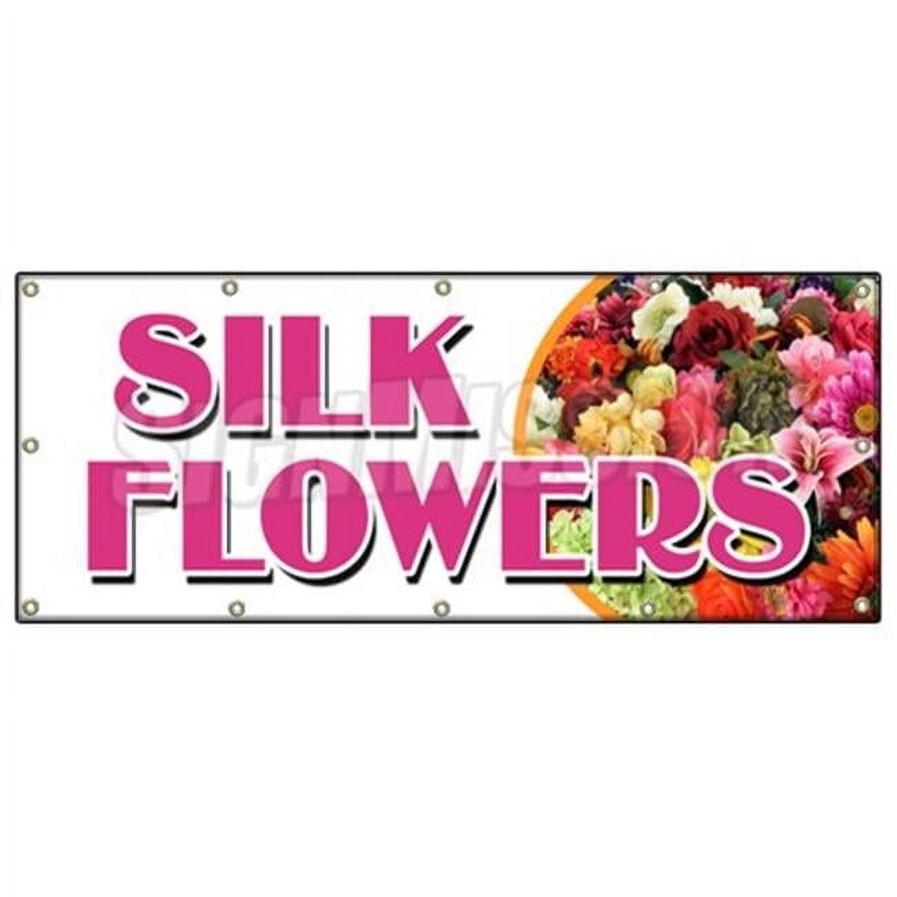 48 x 120 in. Silk Flowers Banner Sign - Arrangements Artificial Plants ...