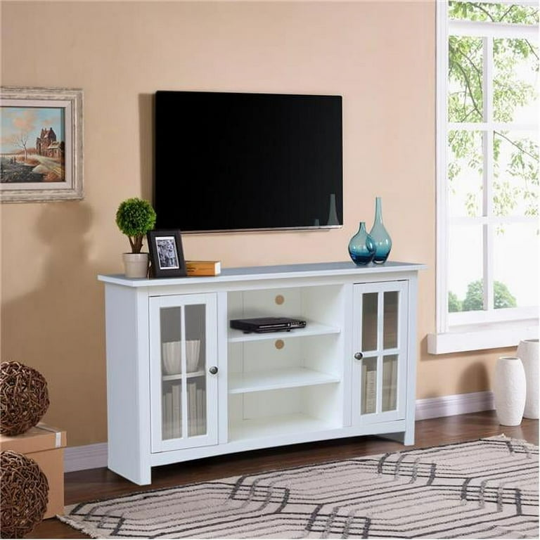 48 x 18 x 30 in. Entertainment TV Stand with 2 Doors White